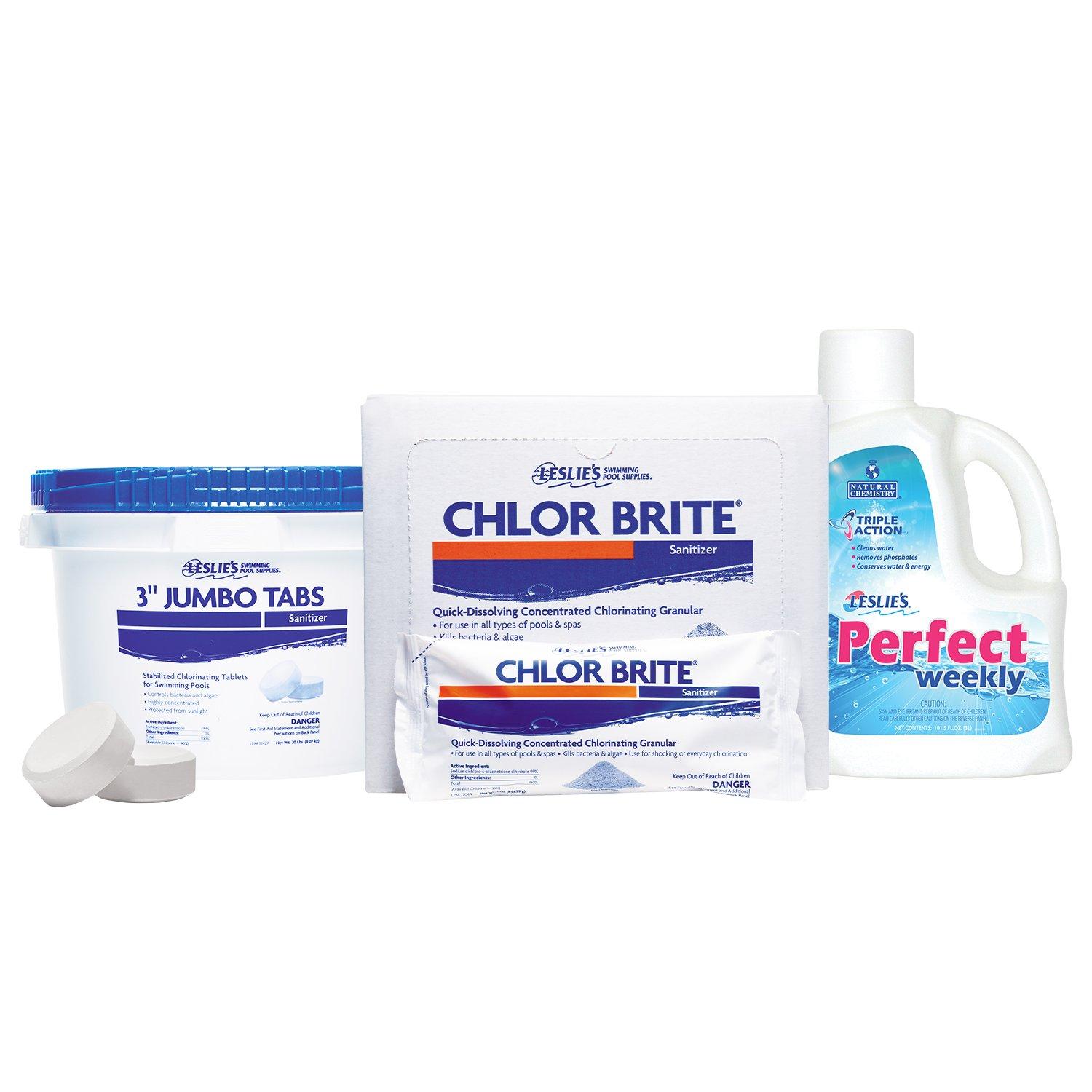 Leslie's 3 in Jumbo Chlorine Tabs 20 lbs Bucket and Chlor Brite ...