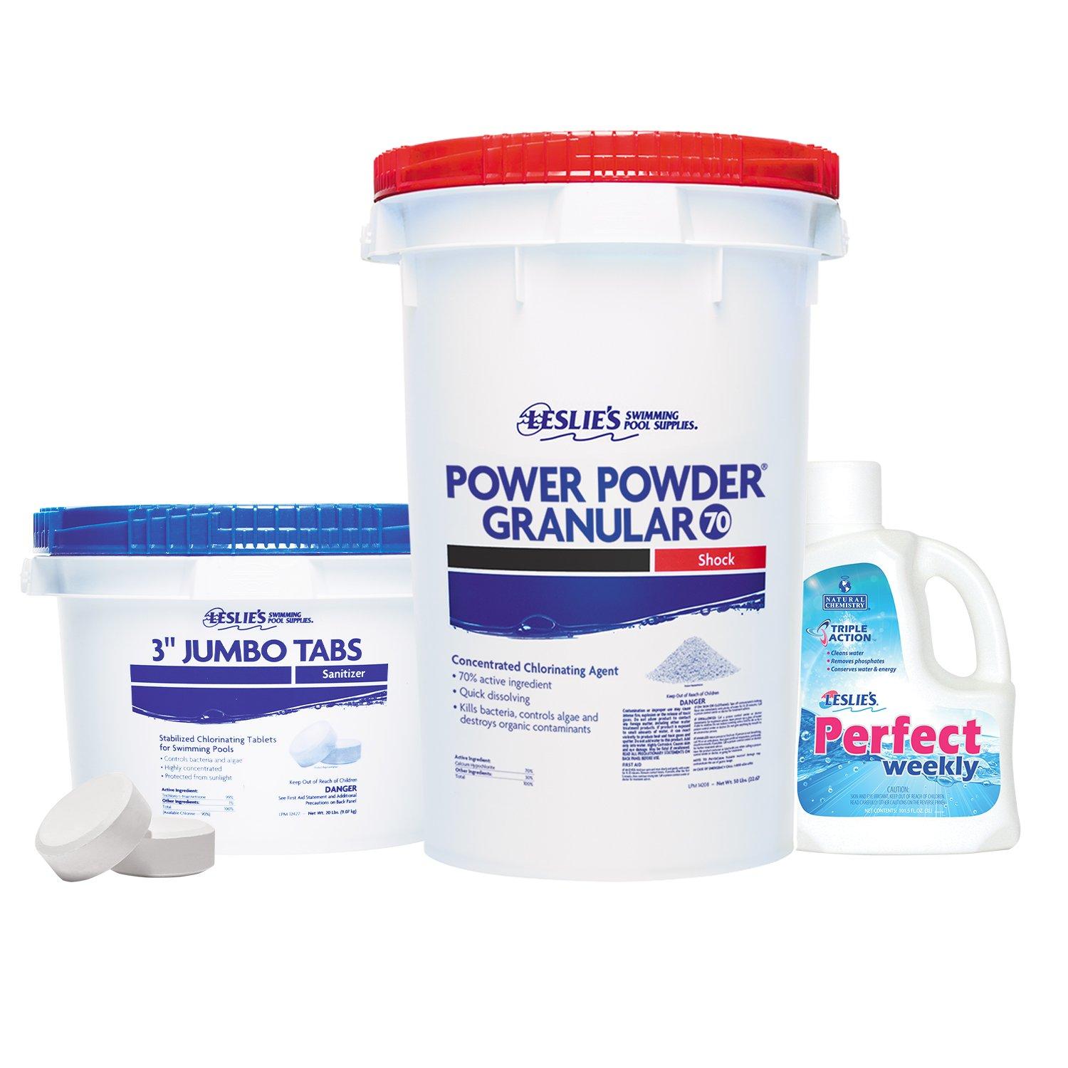 Leslie's 3 in Jumbo Chlorine Tabs 20 lbs Bucket and Power Powder ...