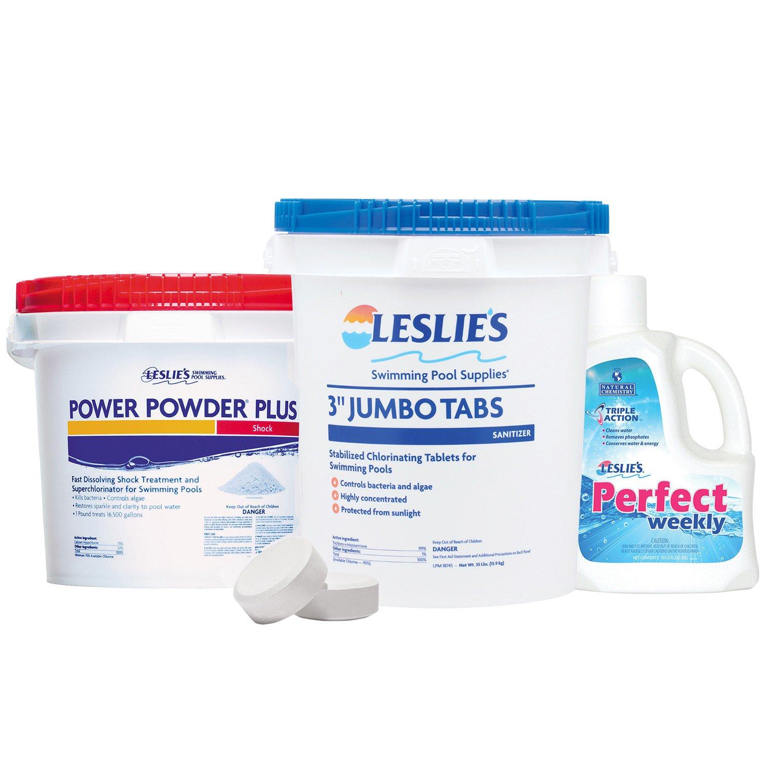 Leslie's 3 in Jumbo Chlorine Tabs 35 lbs Bucket and Power Powder Plus ...