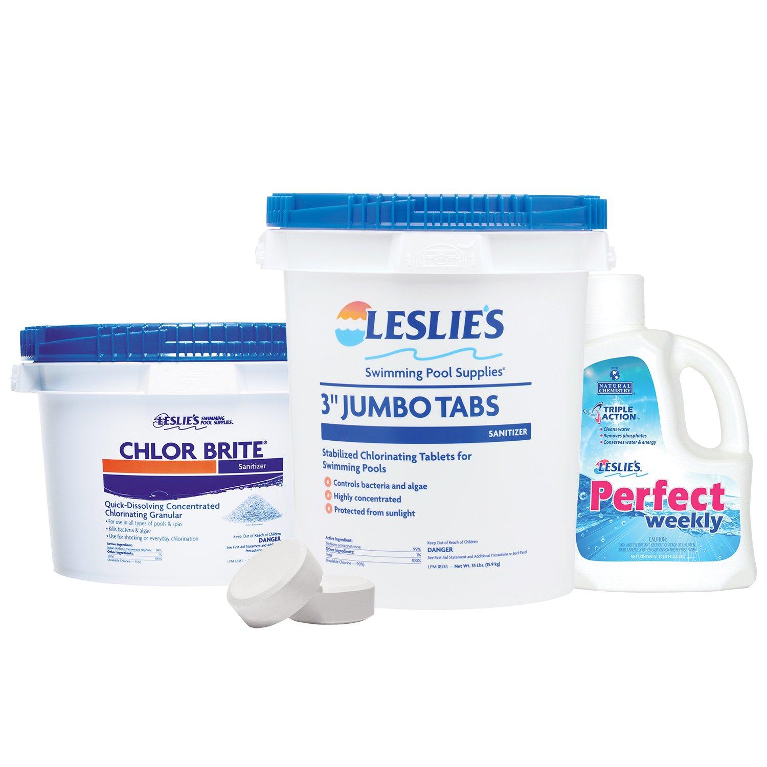 Leslie's 3 in Jumbo Chlorine Tabs 35 lbs Bucket and Chlor Brite ...