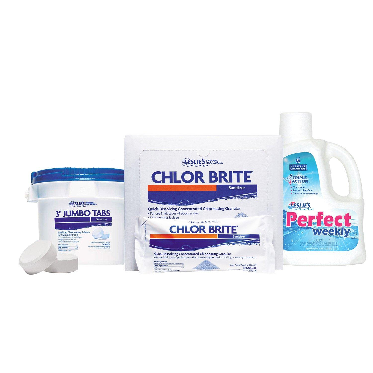 Leslie's 3 in Jumbo Chlorine Tabs 10 lbs Bucket and Chlor Brite ...