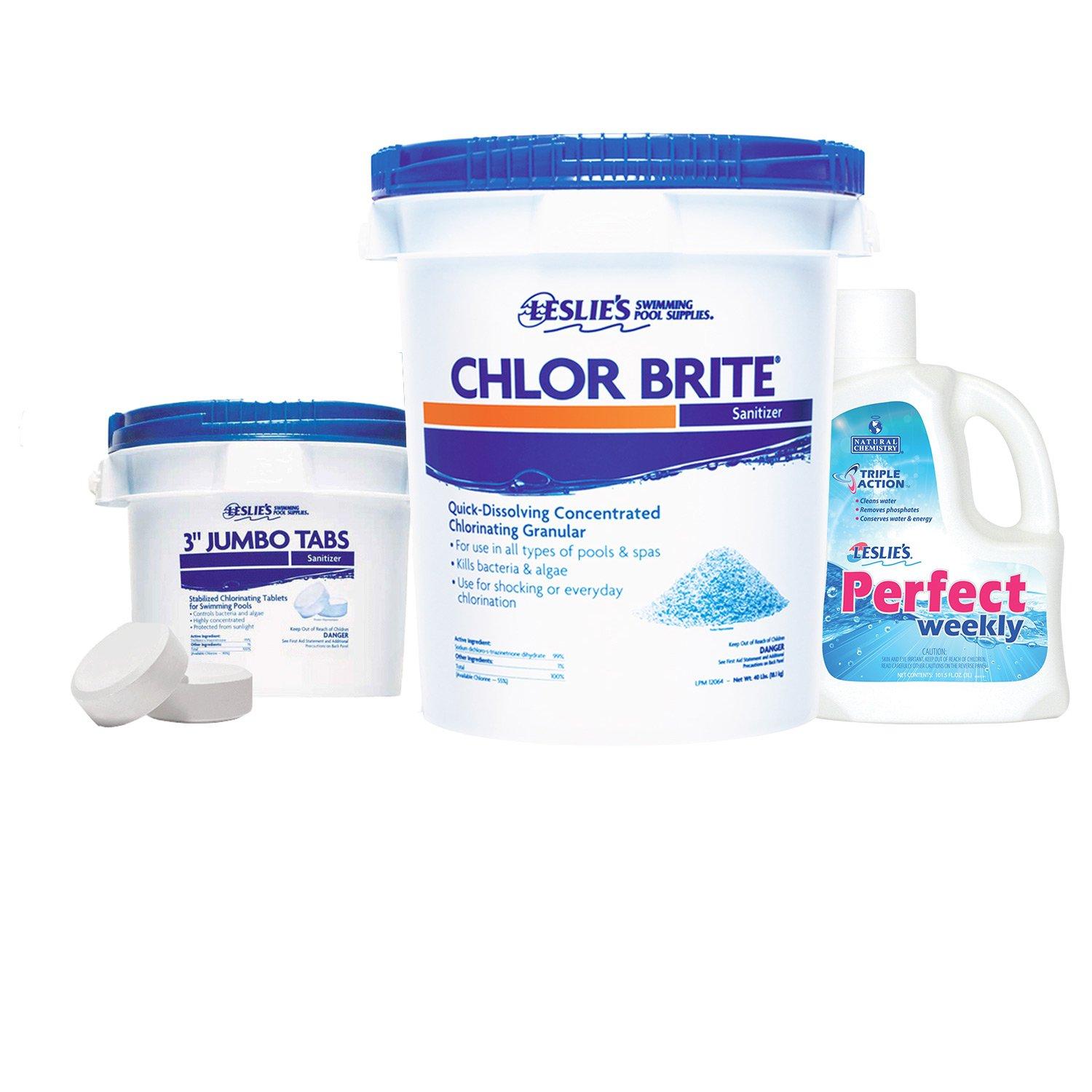 Leslie's 3 inch Jumbo Chlorine Tablets 10 lbs Bucket and Chlor Brite ...