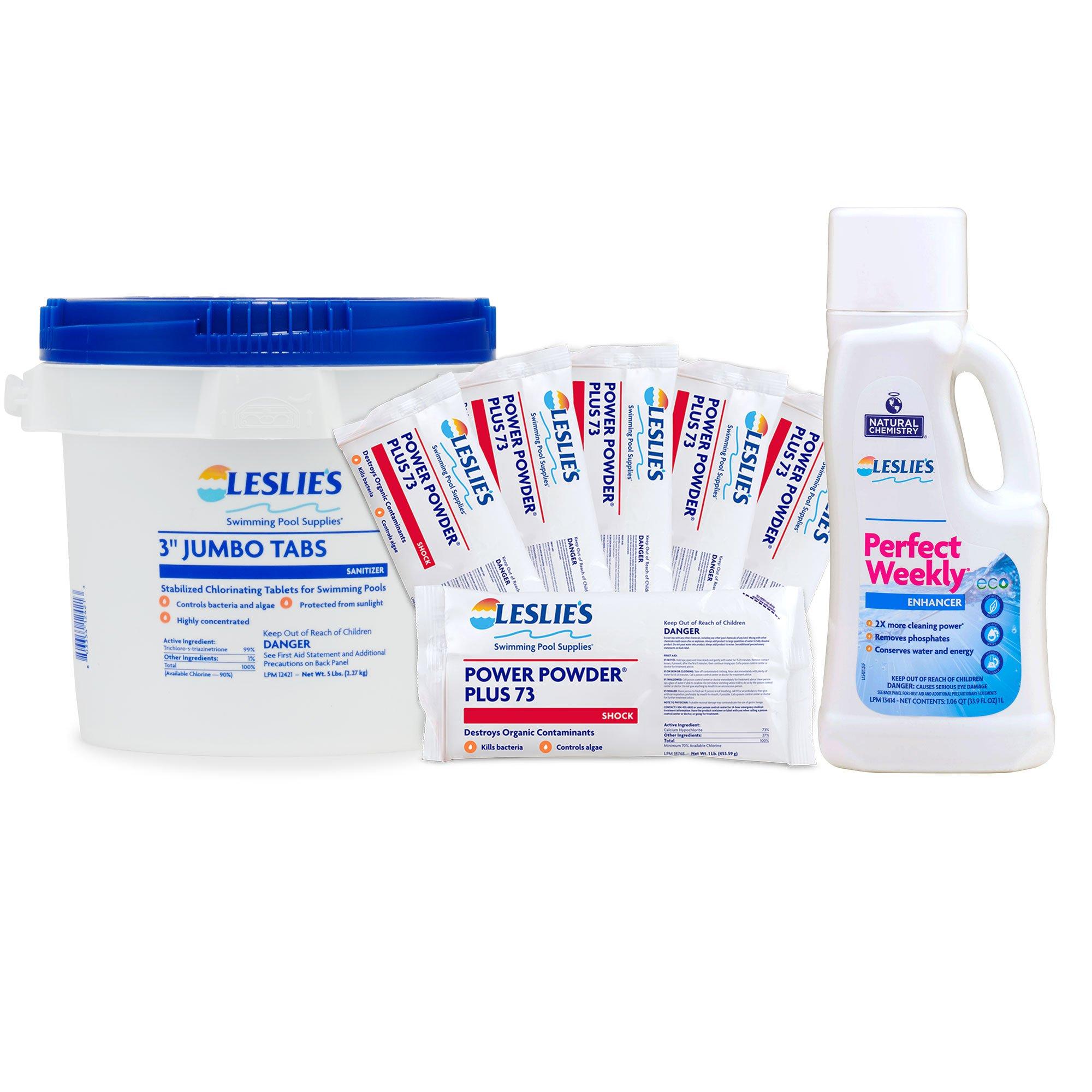 Leslie's 3" Chlorine Tabs 5 lb & Power Powder Plus 73 Shock 6 x 1 lb ...