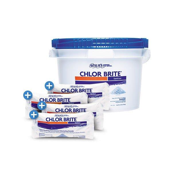 25lbs Chlorine Shock Bucket + 4 Free with 1 lb. Bags of Chlor Brite Shock