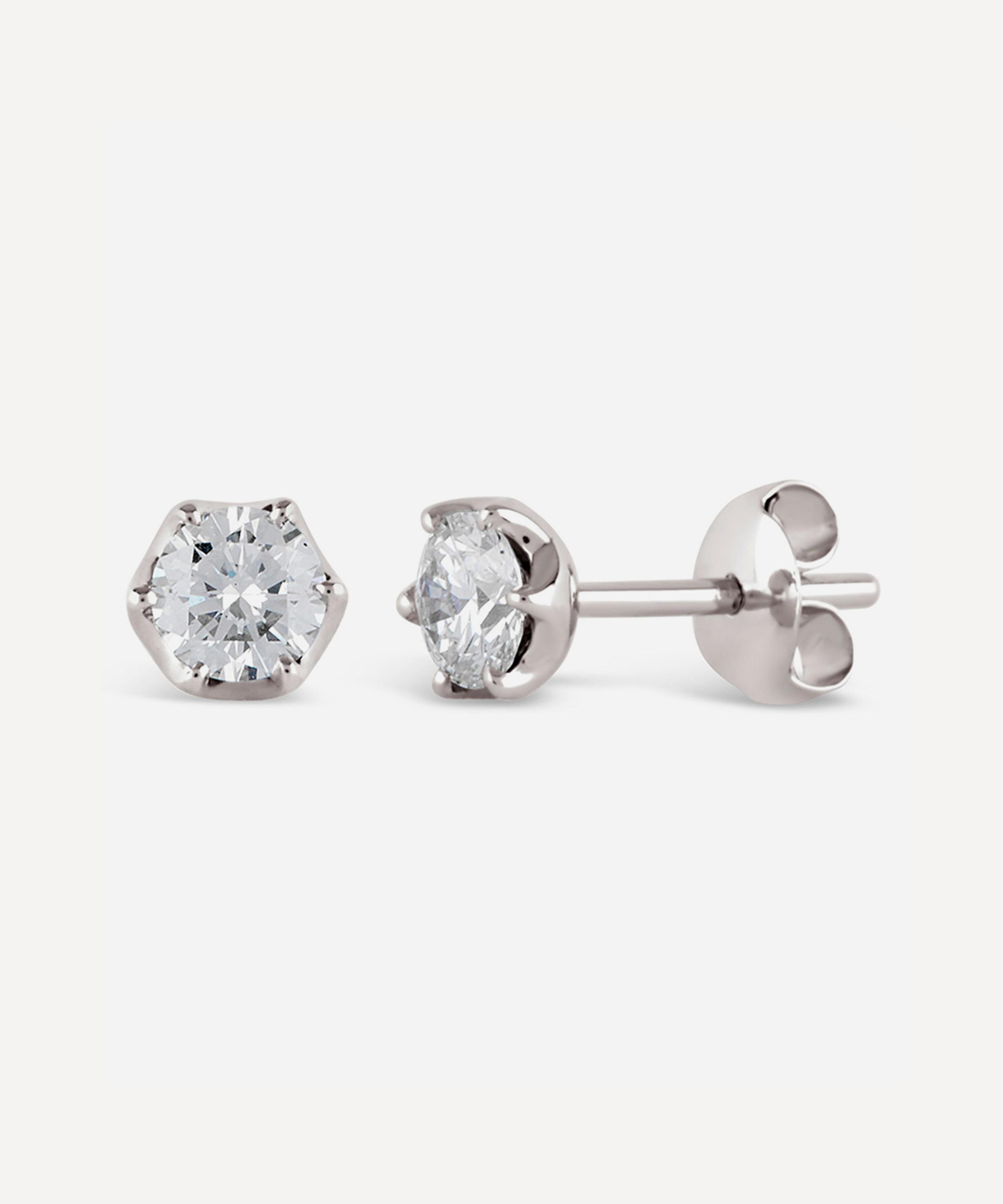 Dinny Hall 18ct White Gold Elyhara Diamond Stud Earrings | Liberty