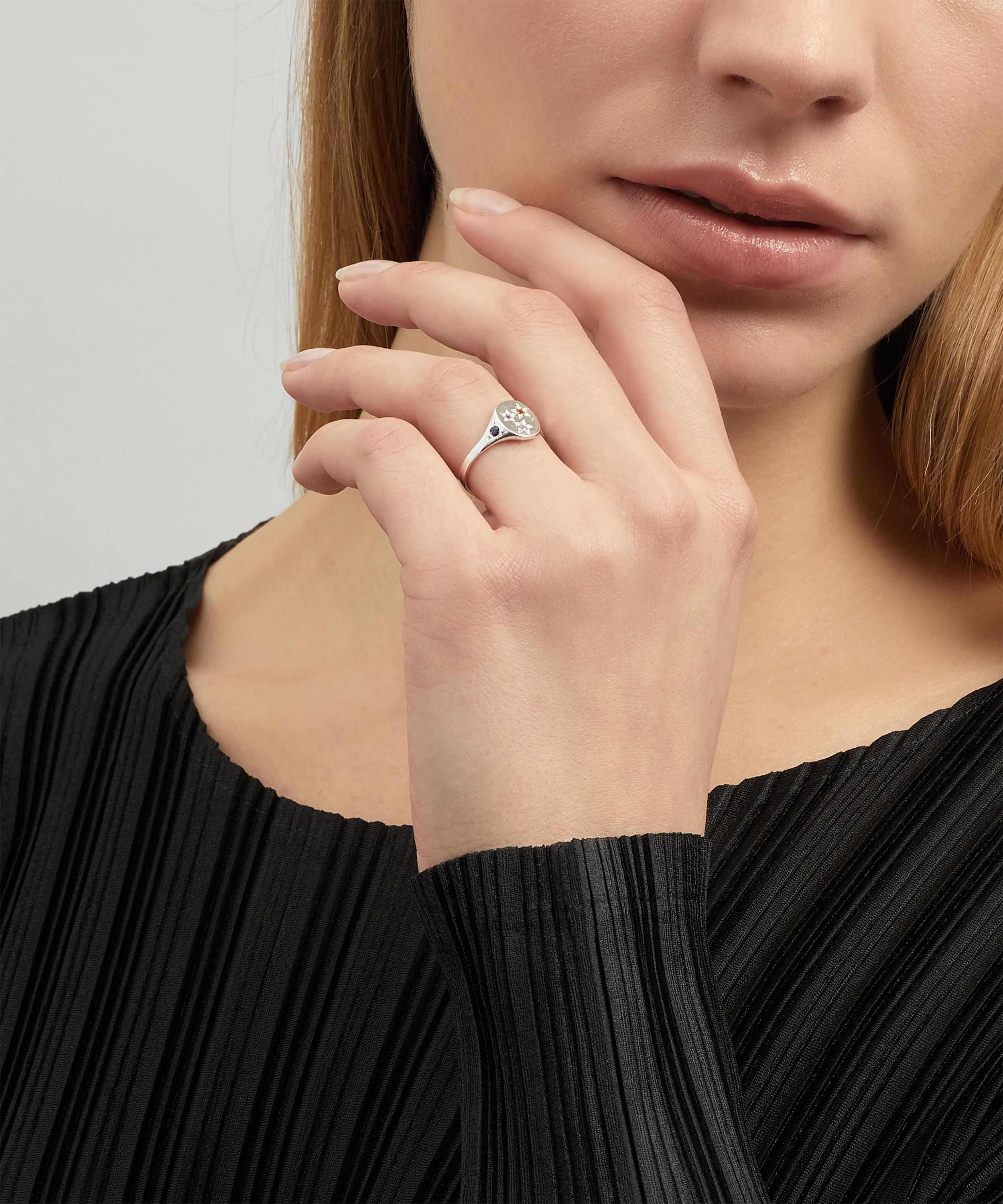 Seb Brown Silver Tiny Neapolitan Multi-Stone Signet Ring | Liberty