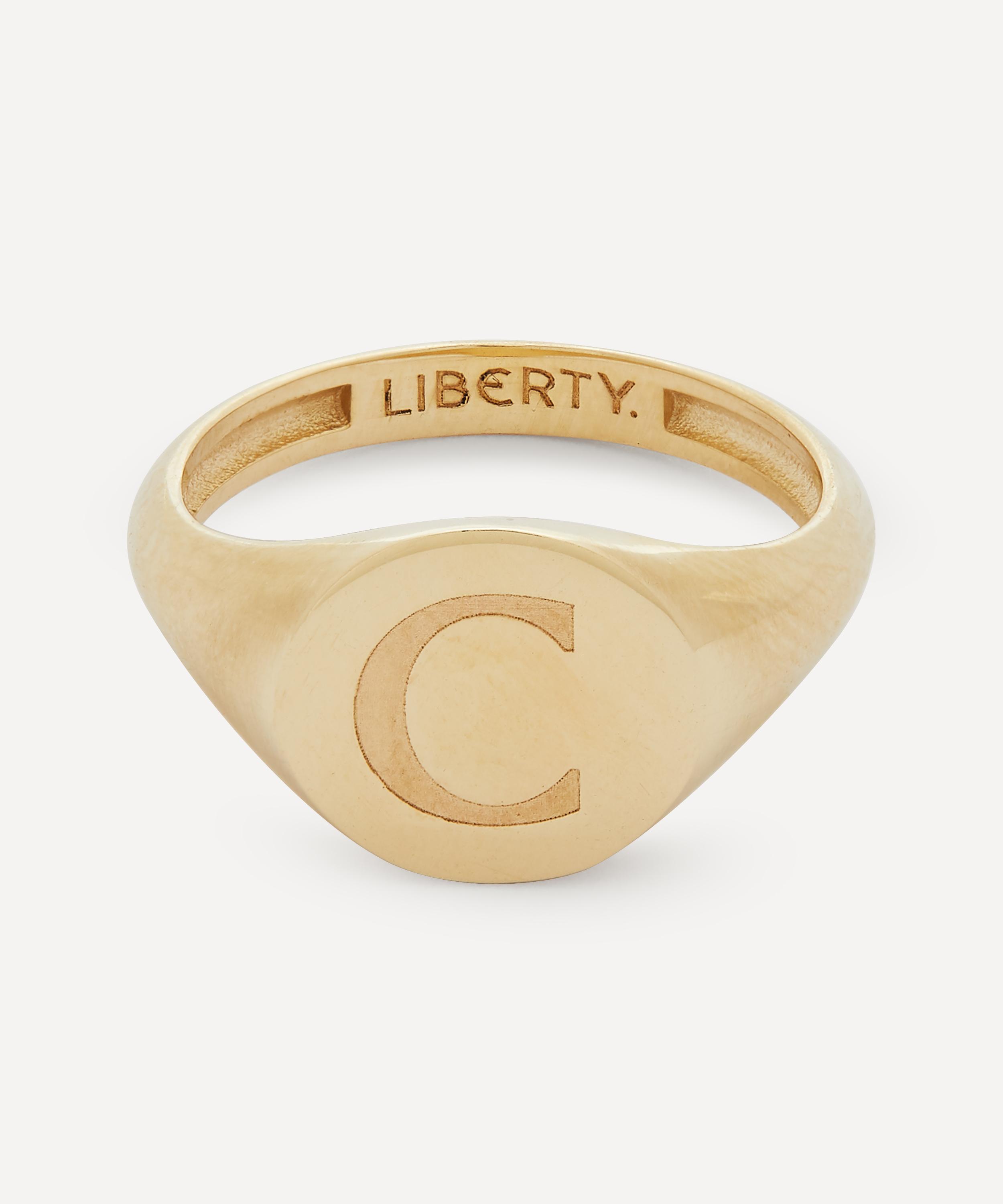9ct Gold Initial Liberty Signet Ring - C | Liberty