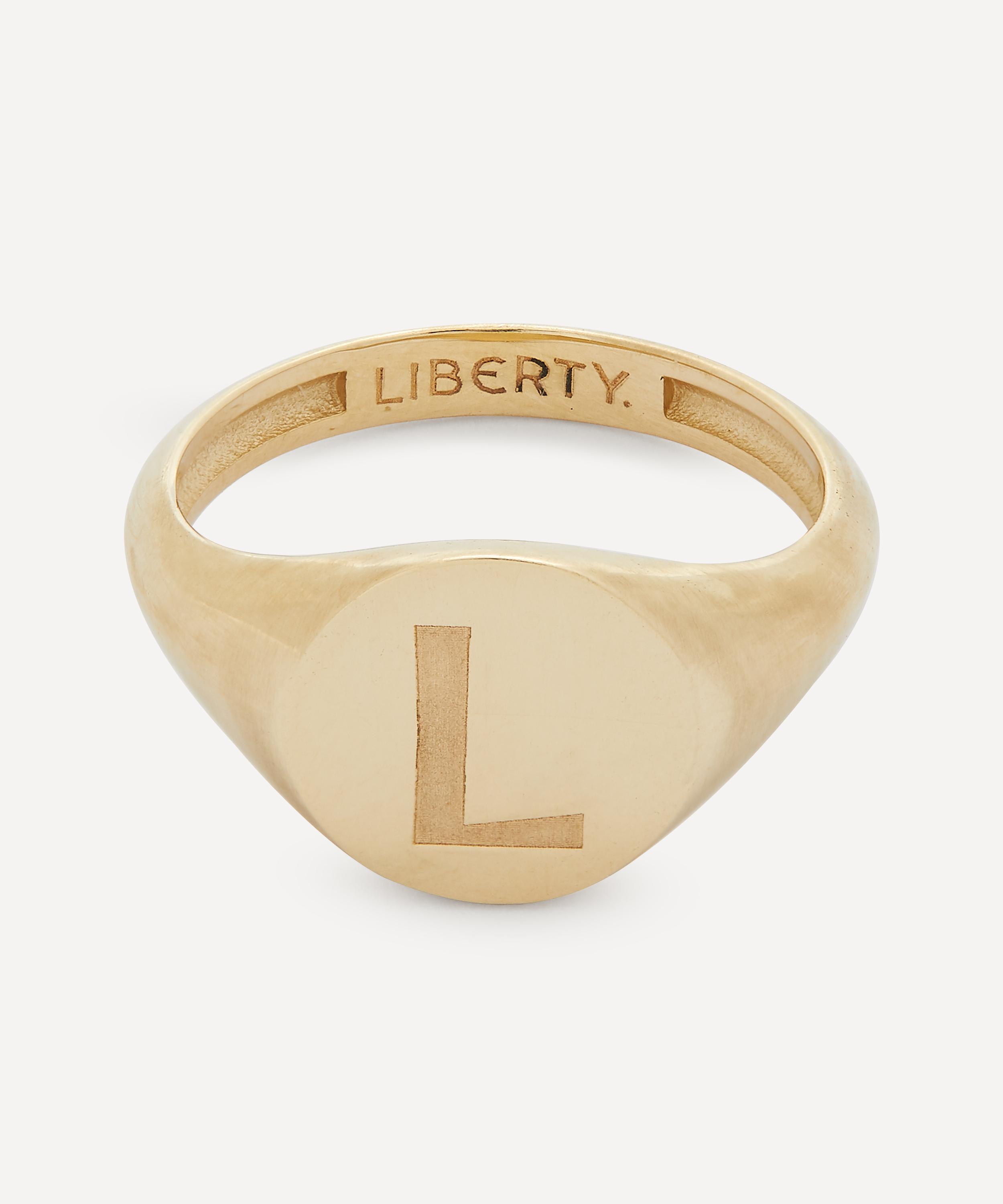 9ct Gold Initial Liberty Signet Ring - L | Liberty