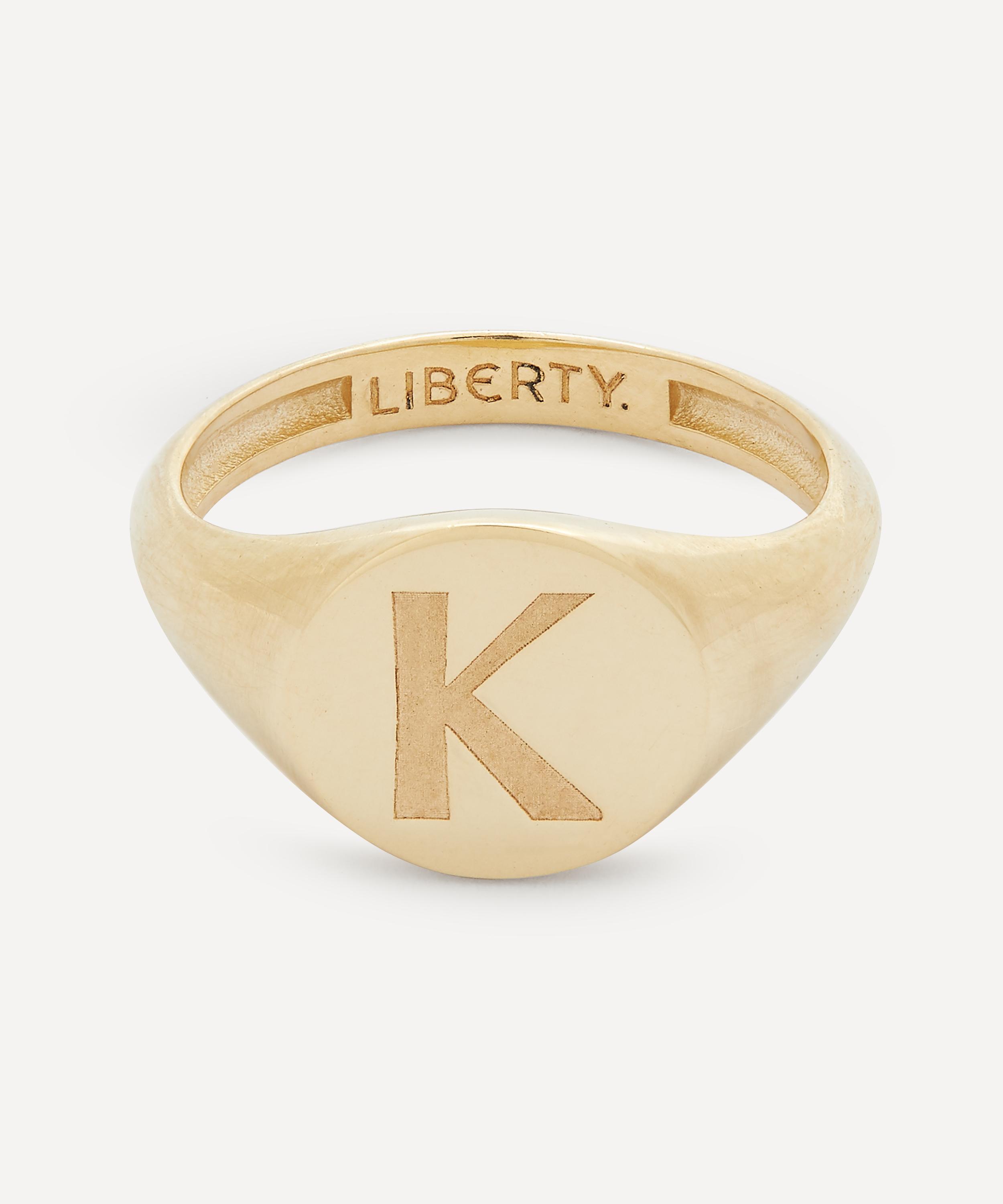 Liberty 9ct Gold Initial Liberty Signet Ring - K | Liberty