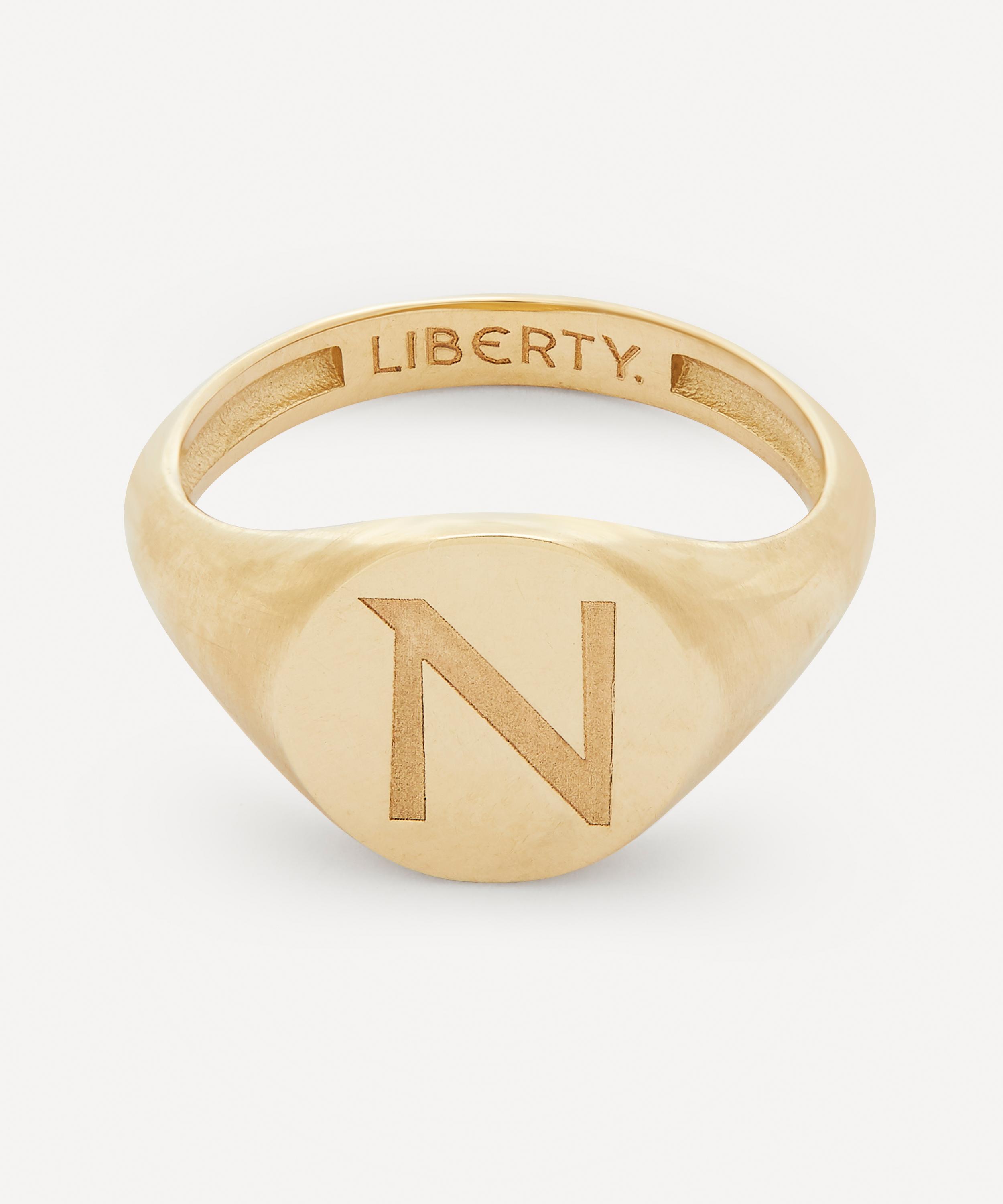 Liberty 9ct Gold Initial Liberty Signet Ring - N | Liberty