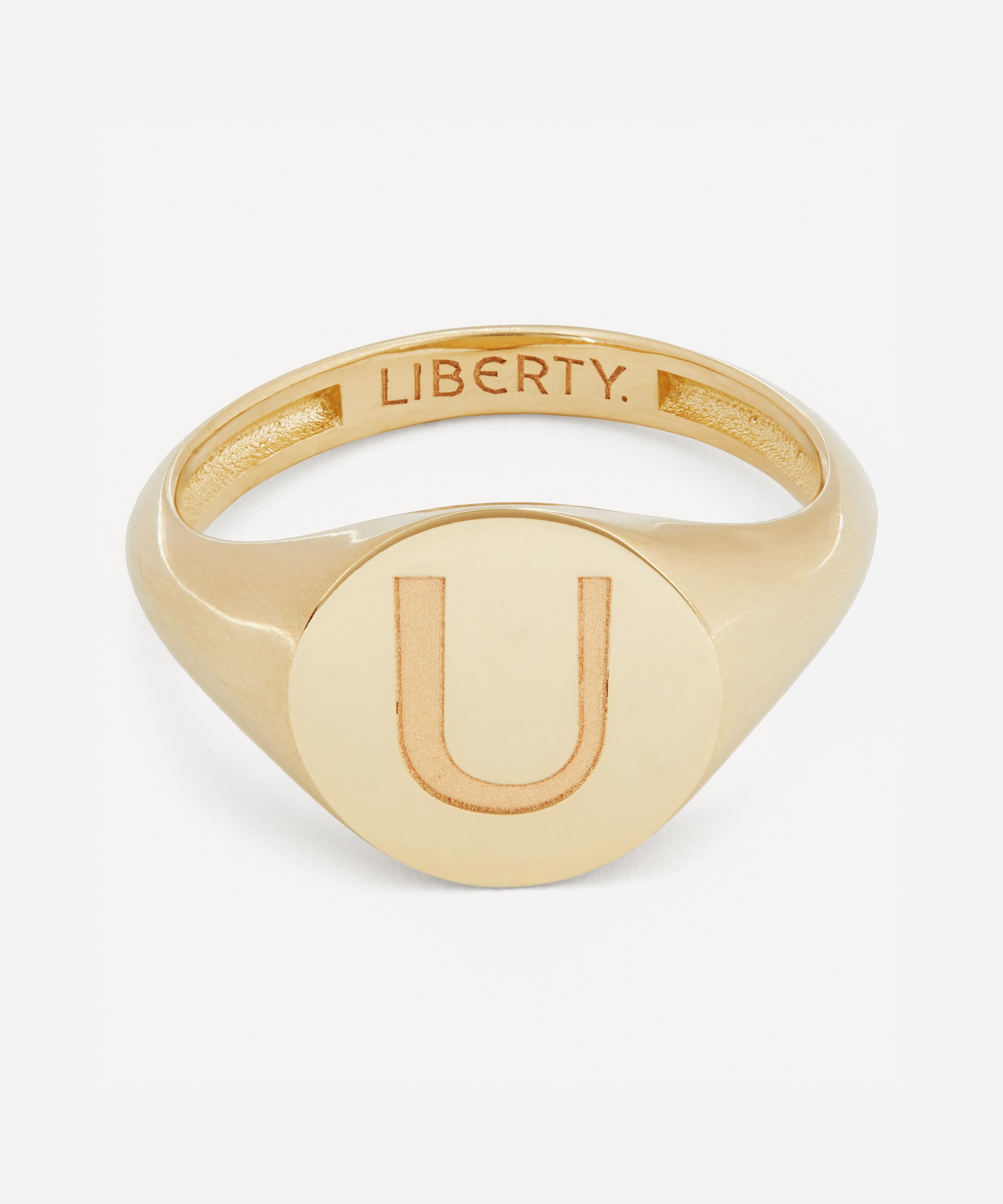 Liberty 9ct Gold Initial Liberty Signet Ring - U | Liberty