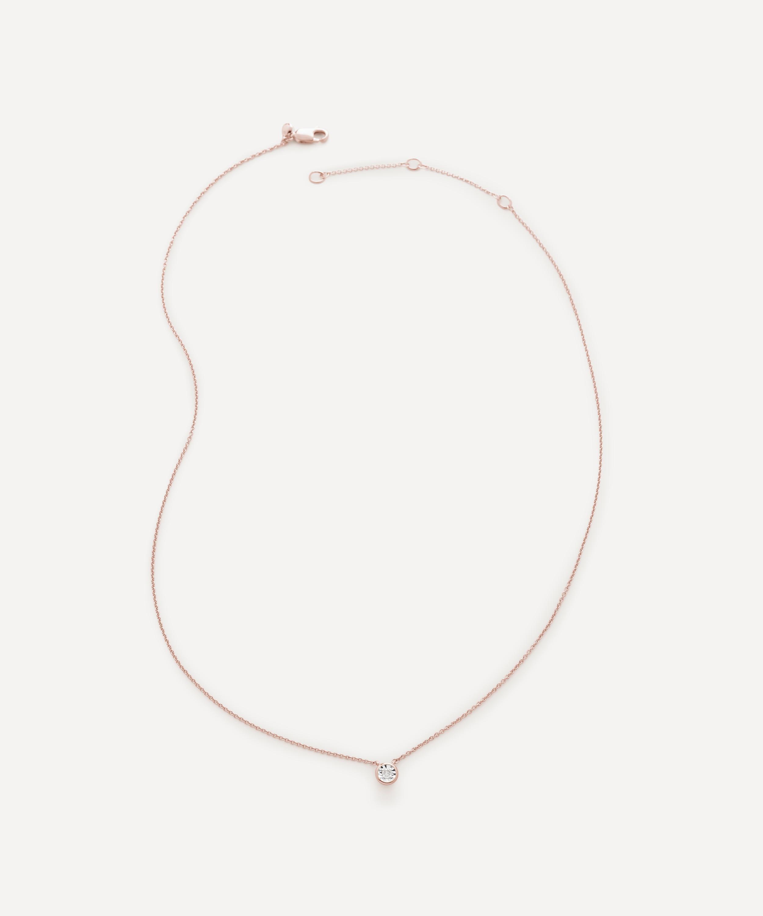 Monica Vinader 18ct Rose Gold Plated Vermeil Silver Diamond Essential Necklace | Liberty