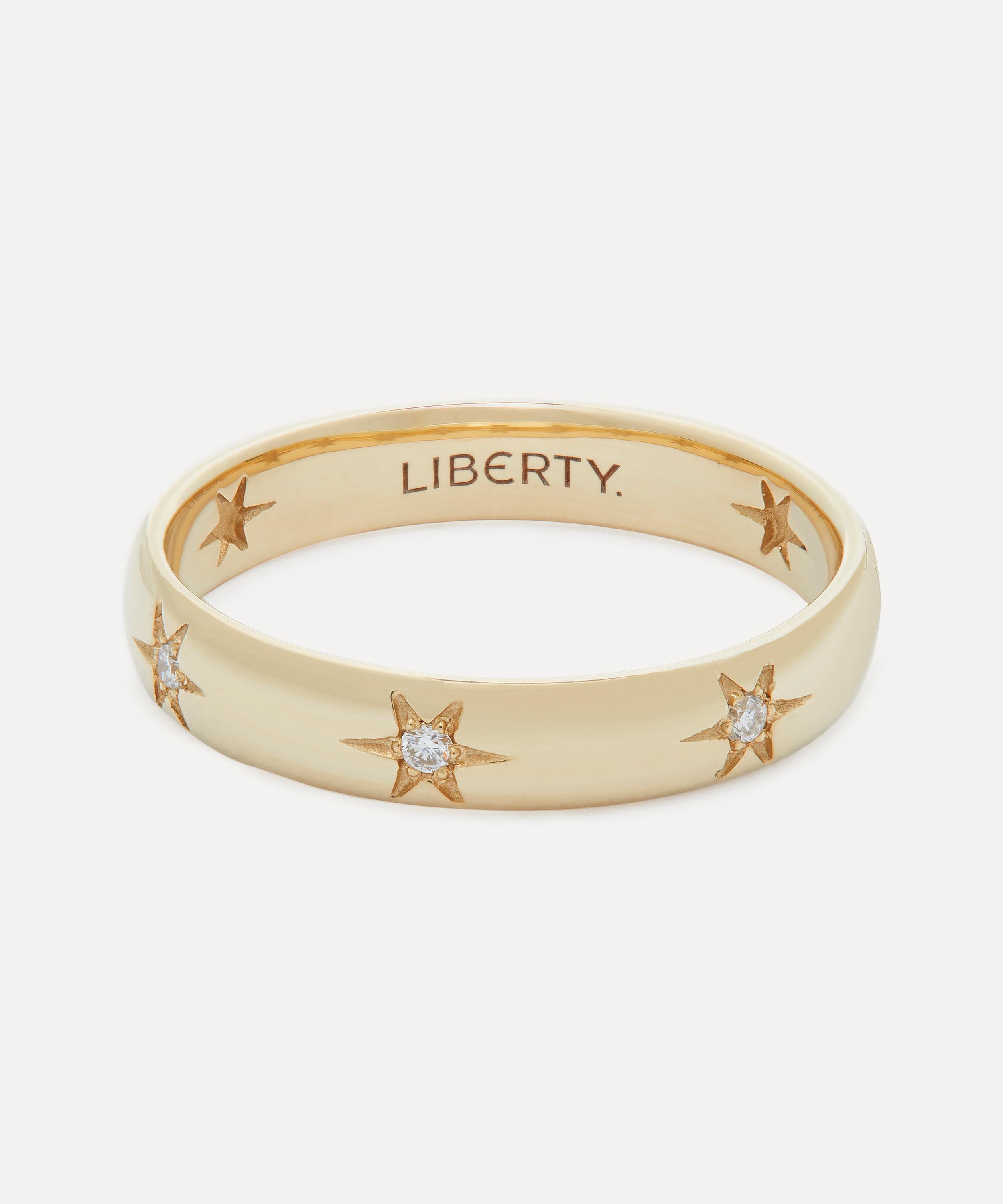 Liberty 9ct Gold Ianthe Star Diamond Band Ring | Liberty