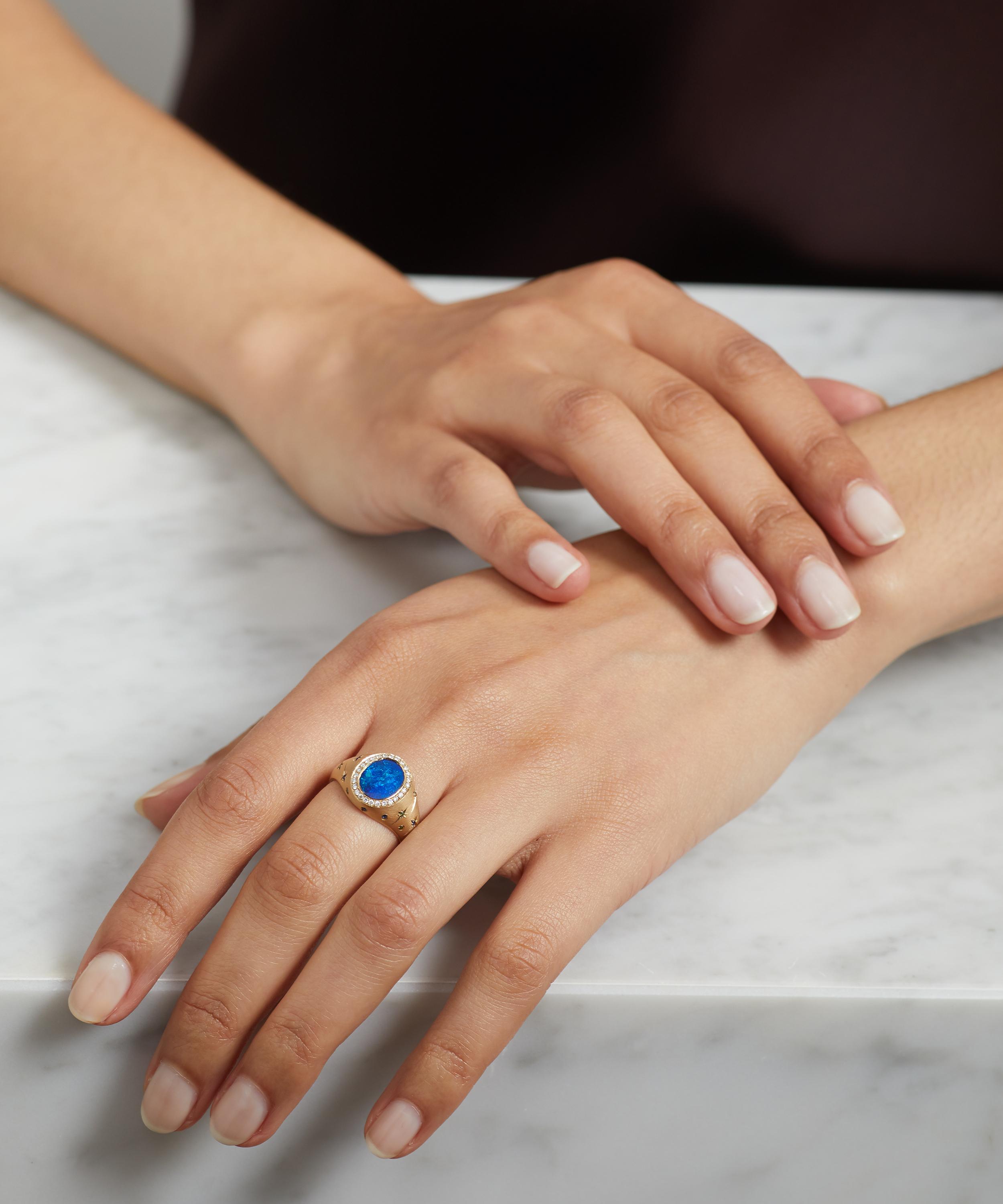 Balint Samad 9ct Gold Gaia Shooting Stars Signet Ring | Liberty