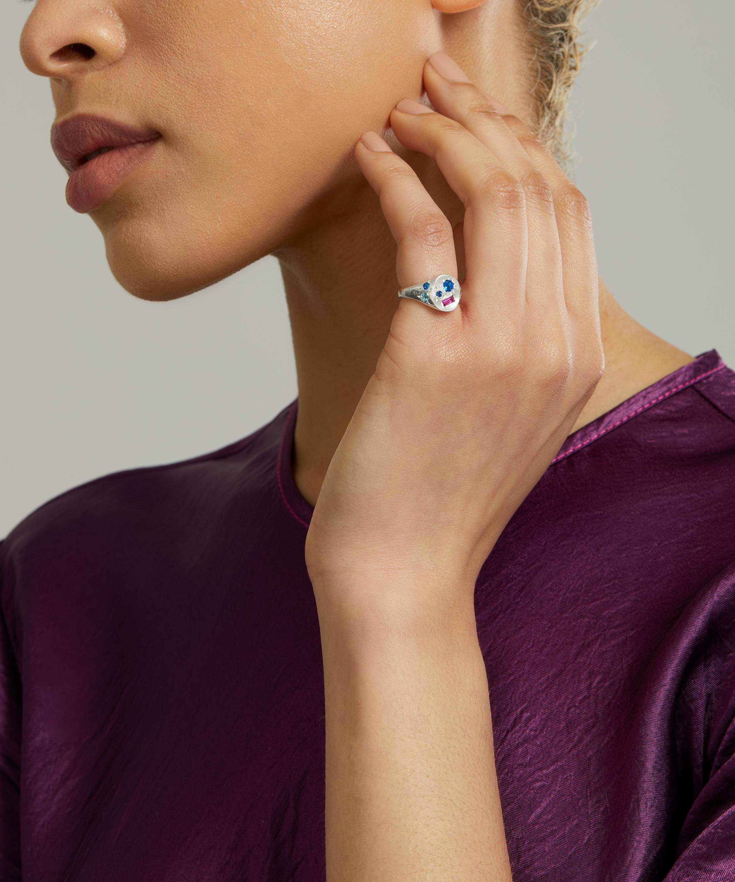 Seb Brown Sterling Silver Spazio Multi-Stone Signet Ring | Liberty