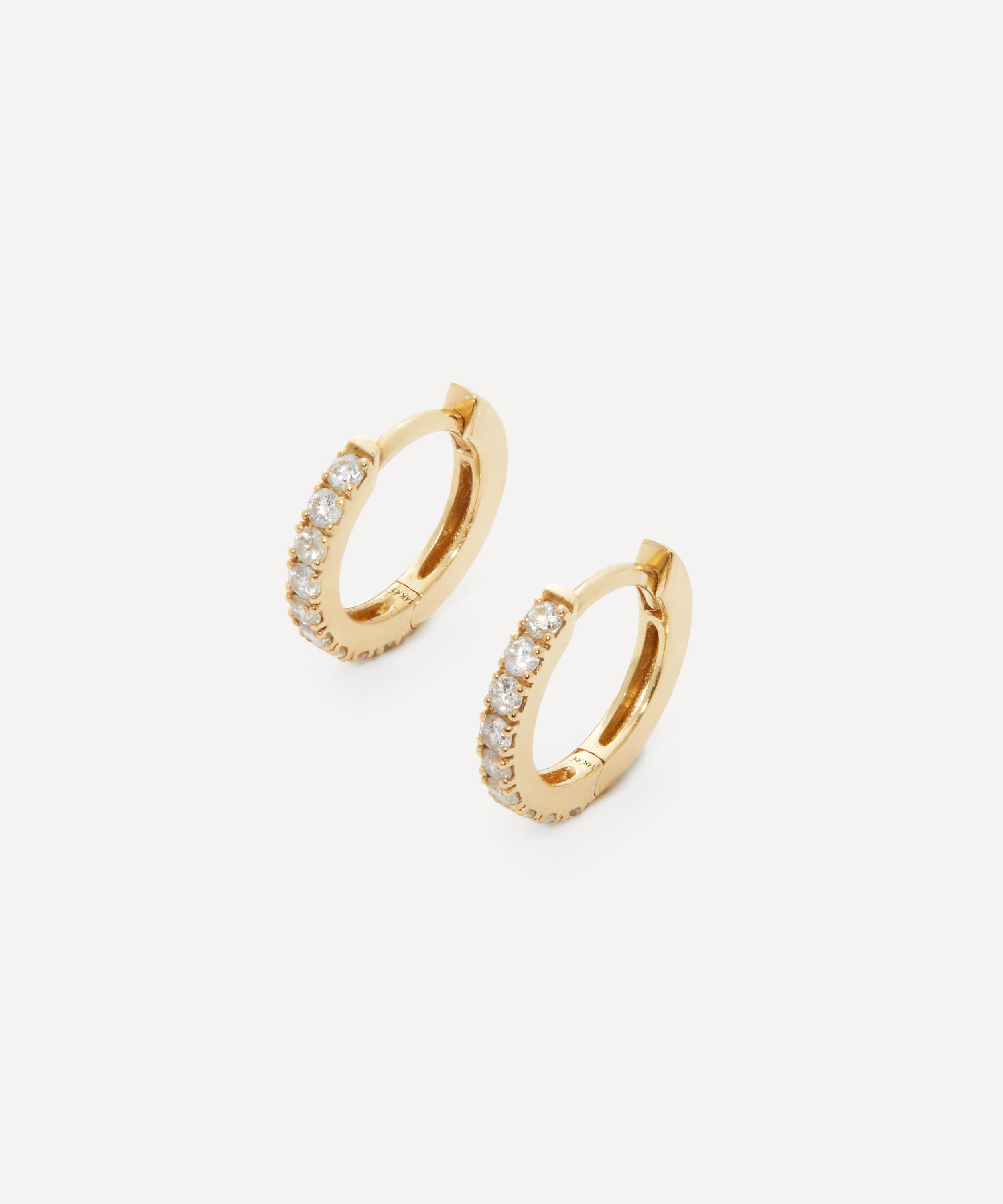 Andrea Fohrman 14ct Gold Diamond Pavé Huggie Hoop Earrings | Liberty