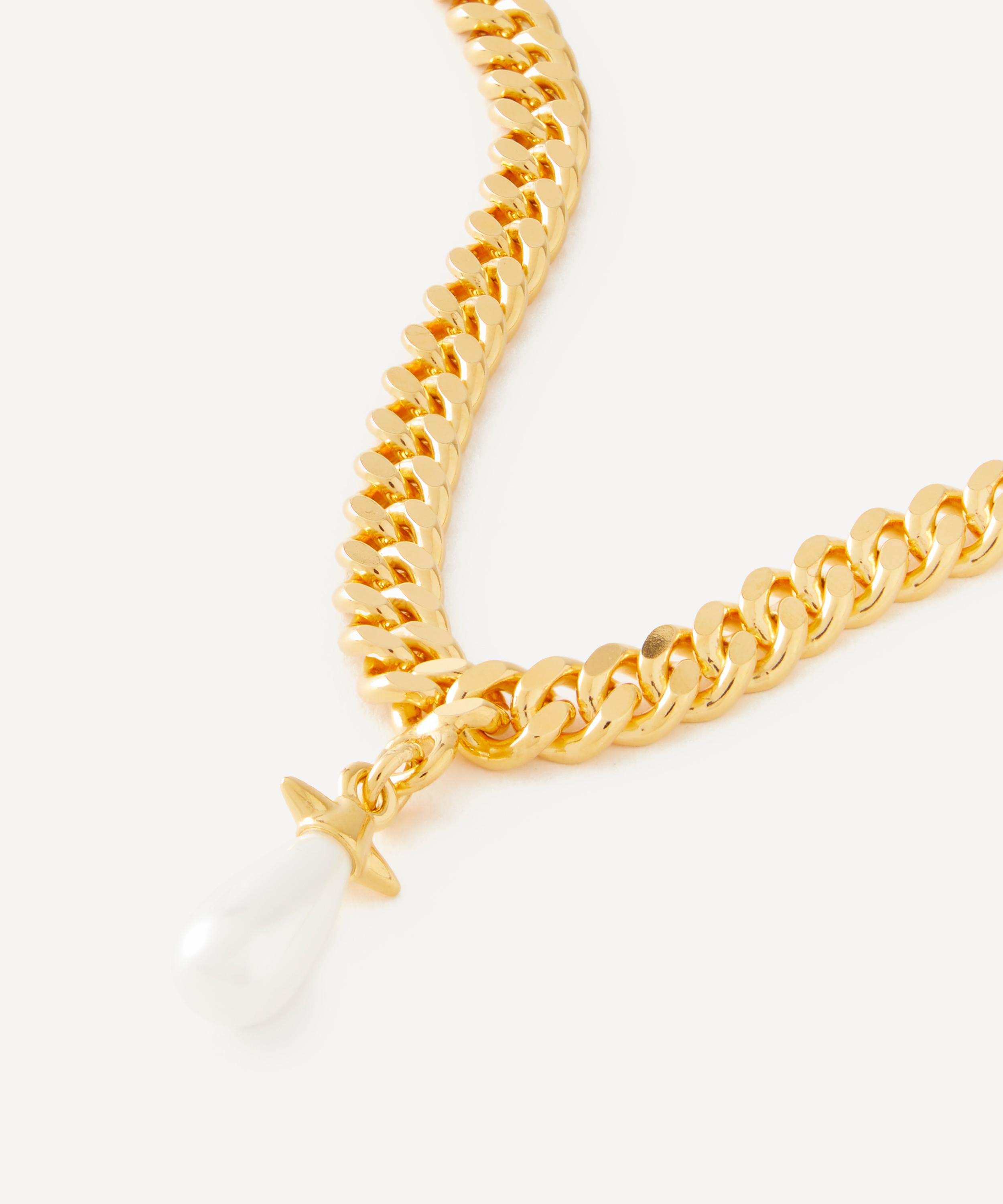 Maria Nilsdotter 18ct Gold Plated Chunky Chain Pearl Drop Necklace
