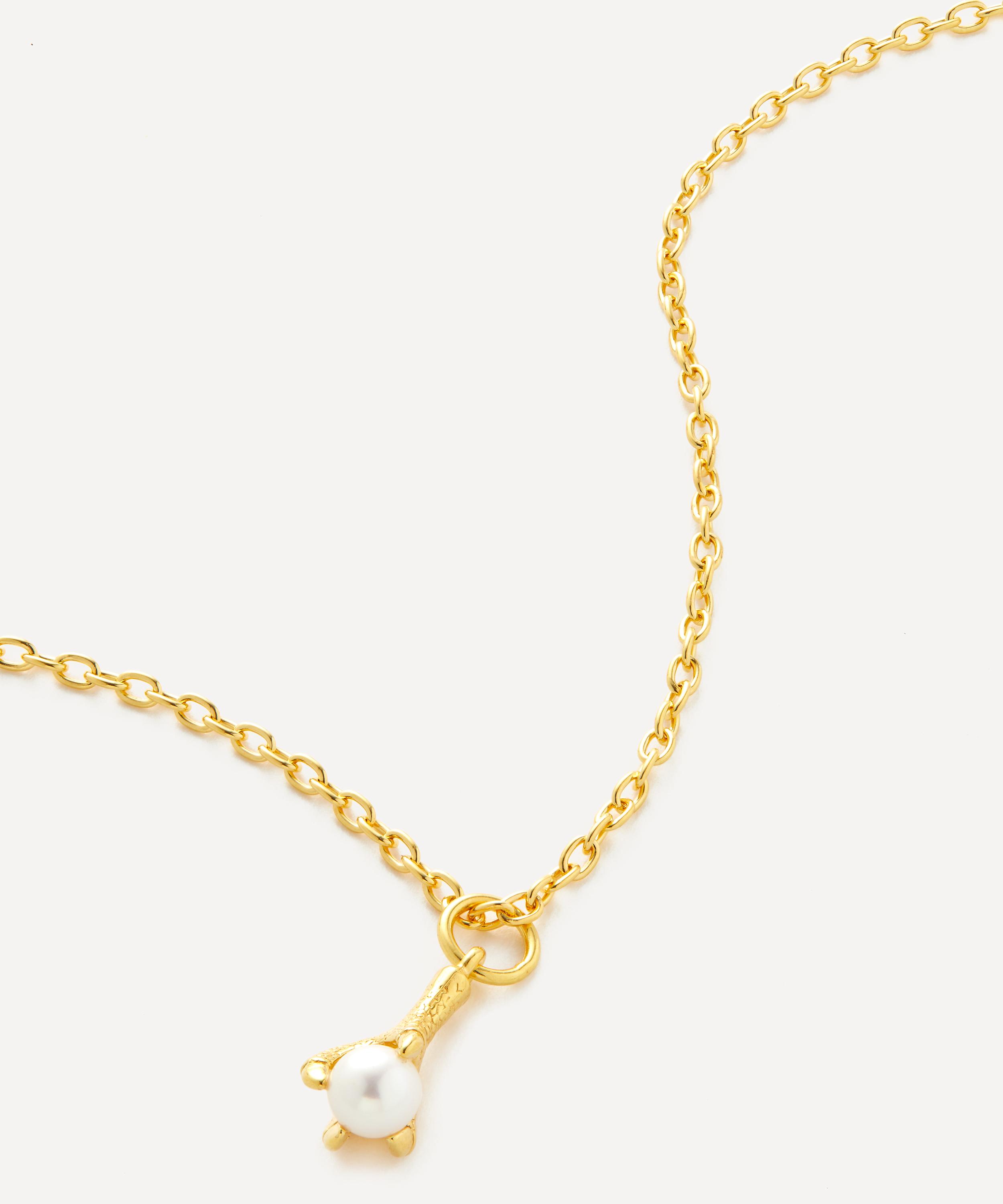 Maria Nilsdotter 18ct Gold Plated Tiny Claw Pearl Pendant Necklace