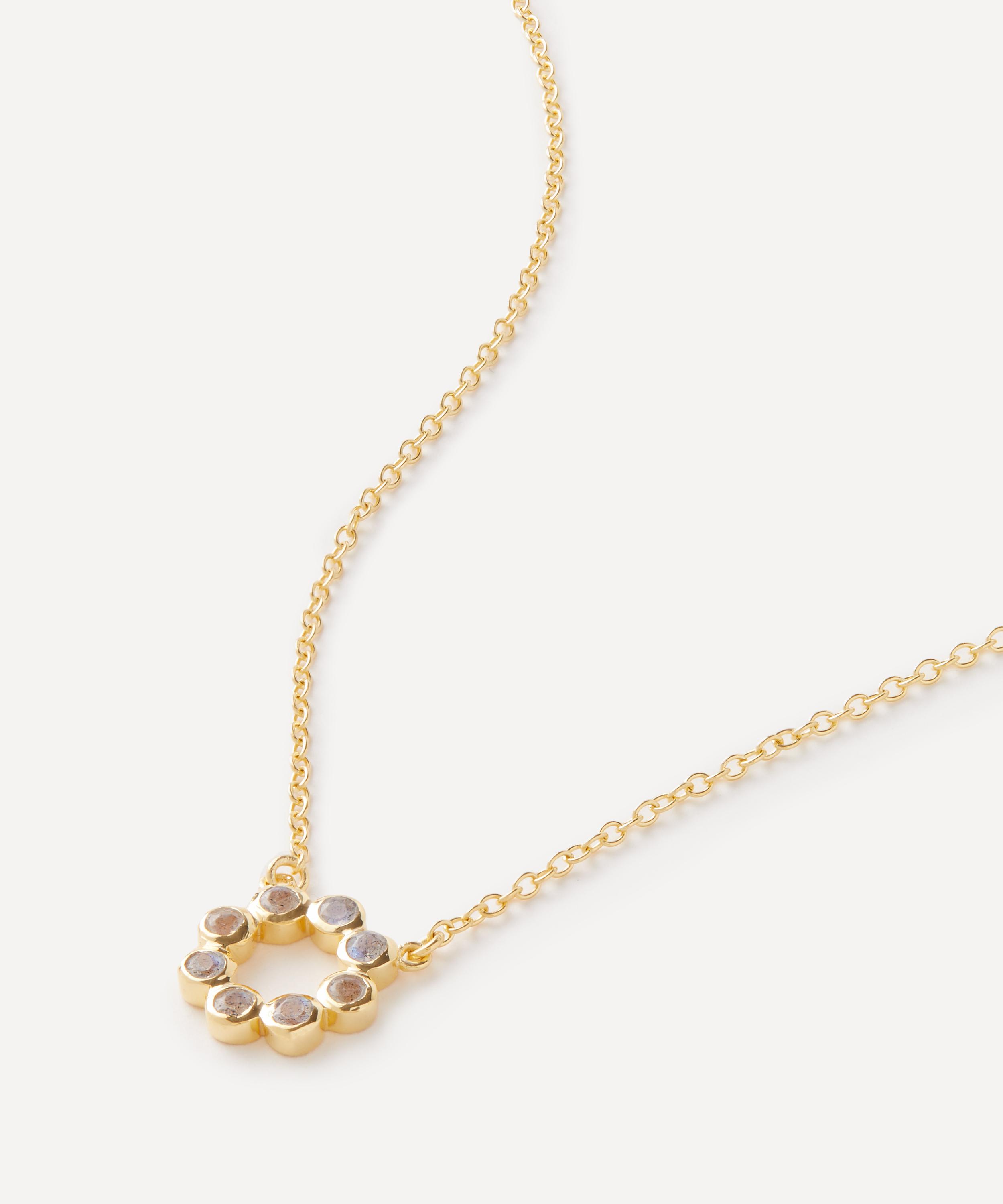 Auree 18ct Gold-Plated Vermeil Silver Ortigia Mini Labradorite Necklace ...