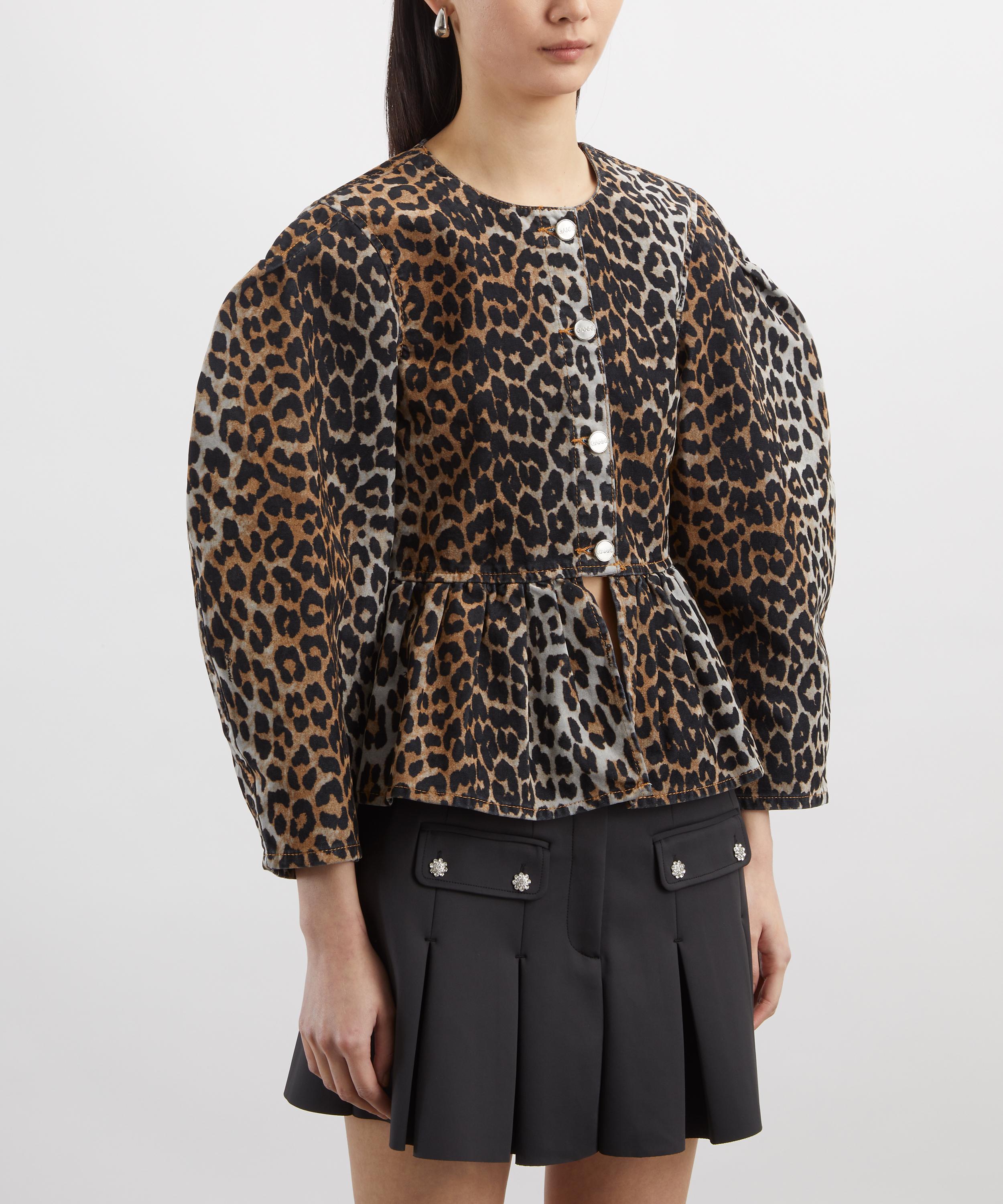 Ganni Leopard Print Flock Denim Blouse | Liberty