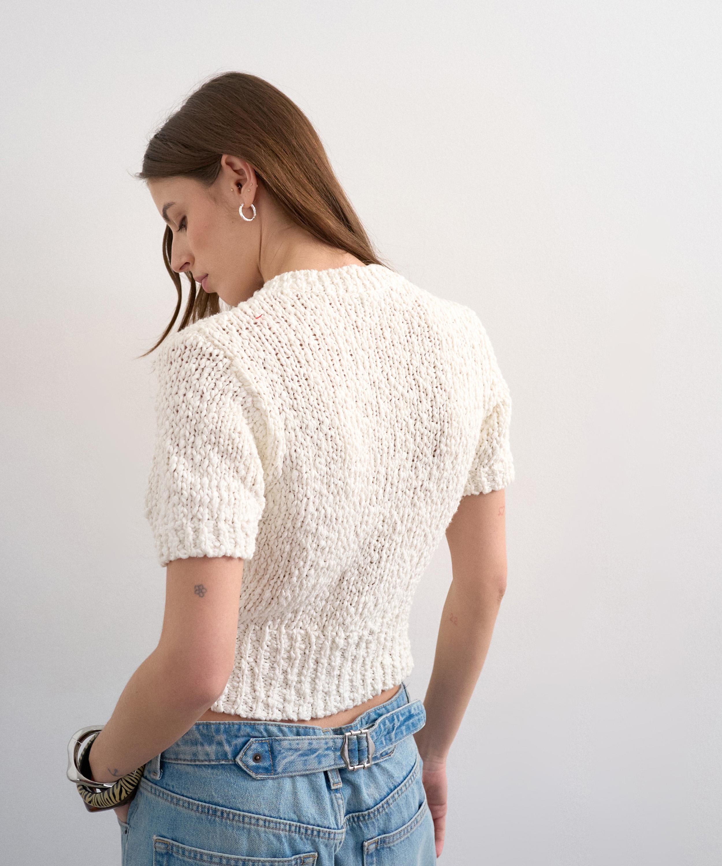 TOPSHOP Ivory Knitted Textured Short-Sleeve Cardigan | Liberty