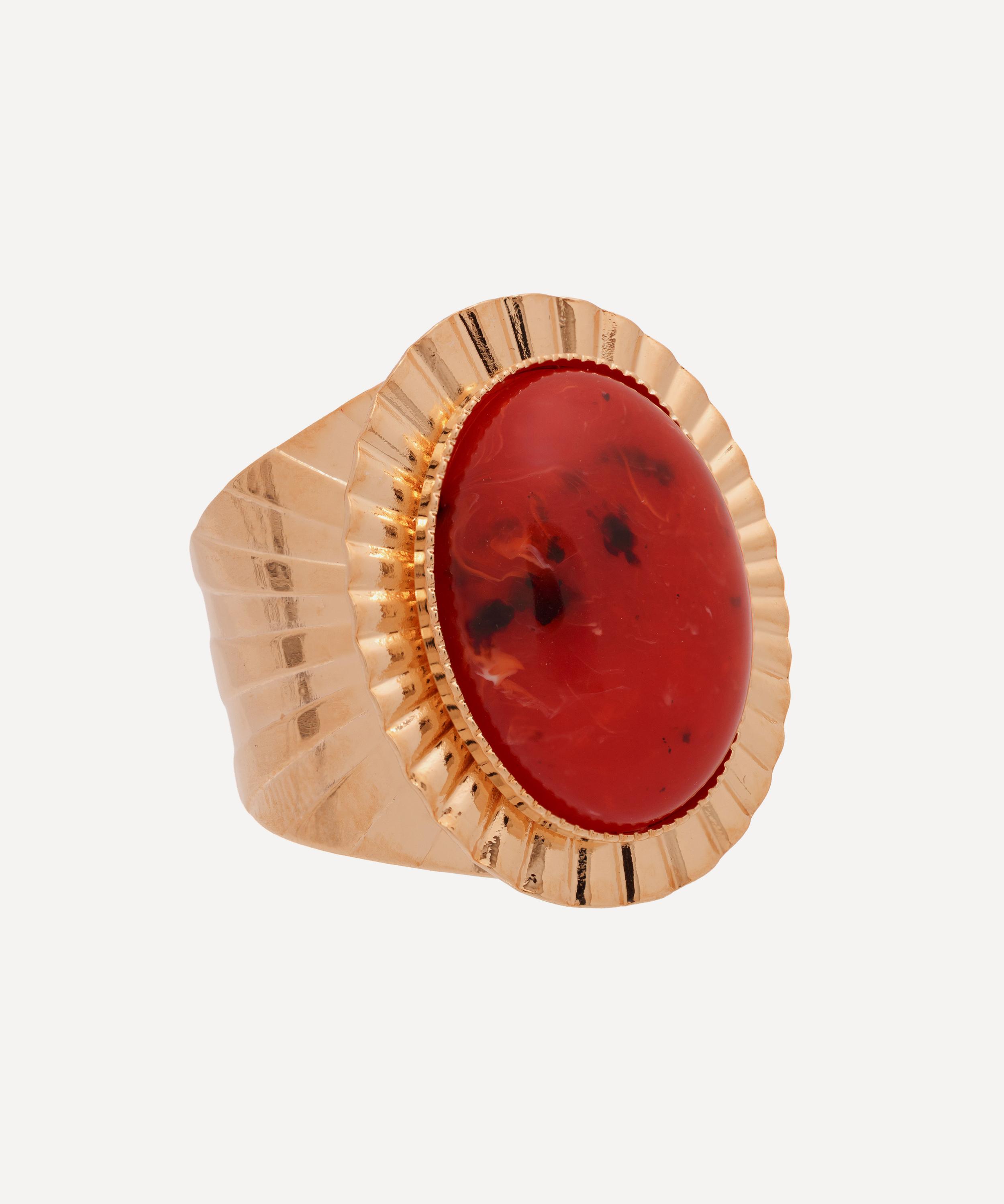Anton Heunis Gold-Plated Red Adjustable Lily Pad Ring | Liberty