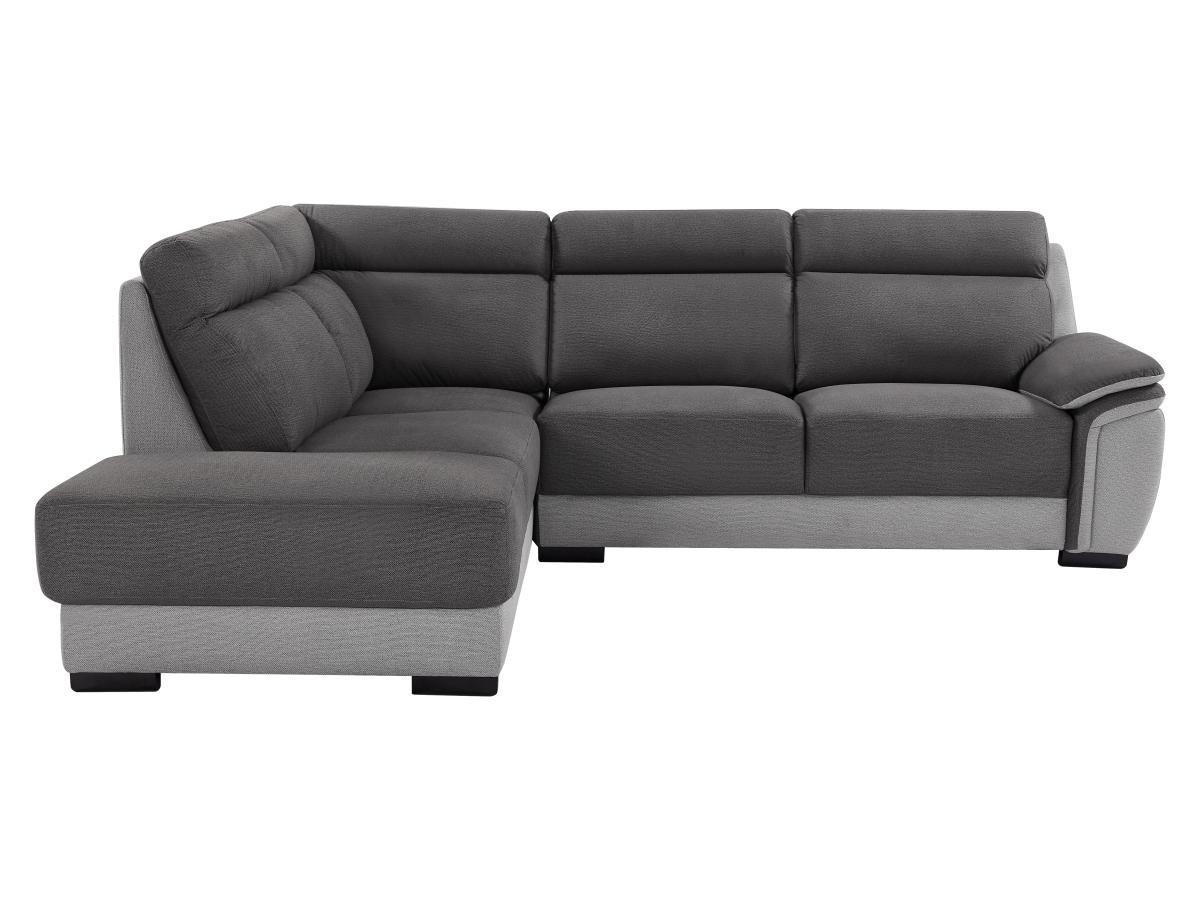 Vente-unique Ecksofa - Ecke links - Stoff zweifarbig - Anthrazit & Hell ...