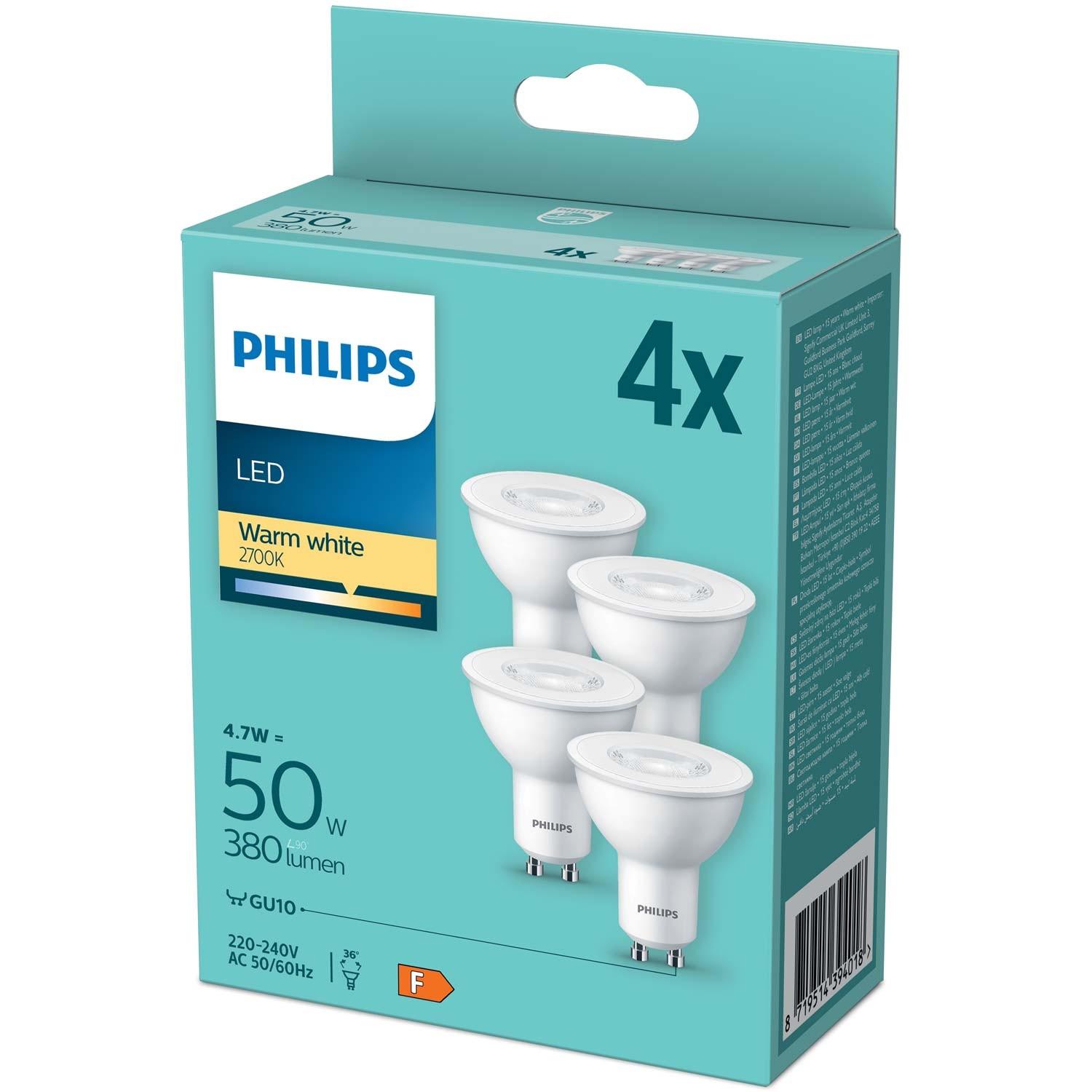PHILIPS 4er-Pack LED GU10 4,6W (50W) 380lm | online kaufen - MANOR