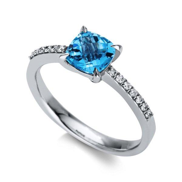 MUAU Schmuck Ring 750/18K Weissgold Diamant 0.11ct. Topas | online ...