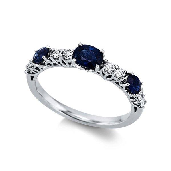 MUAU Schmuck Ring 750/18K Weissgold Diamant 0.21ct. Safir 0.84ct ...
