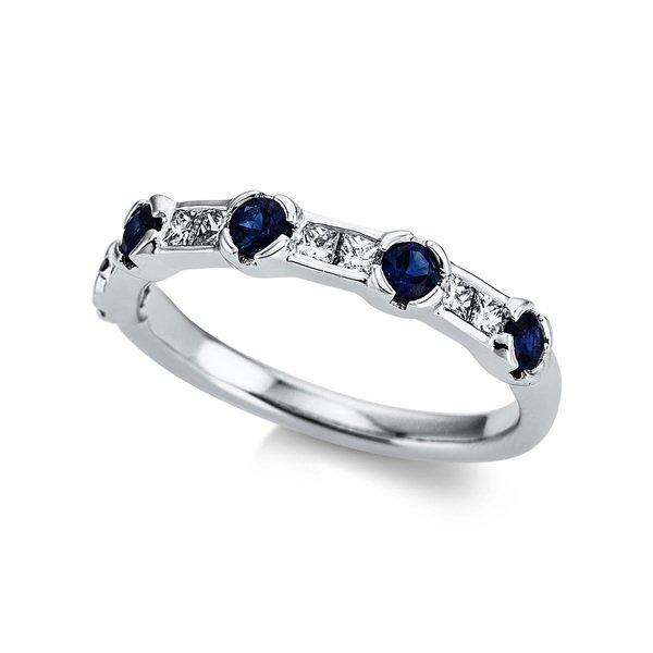 MUAU Schmuck Ring 75018K Weissgold Diamant 0.26ct. Safir 0.42ct ...