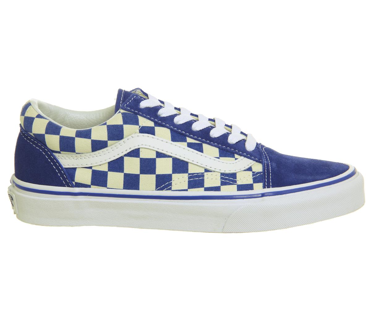 Vans Old Skool Trainers True Blue Classic White Checkerboard Unisex Sportschuhe vans-old-skool-trainers-true-blue-classic-white-checkerboard-unisex-sportschuhe