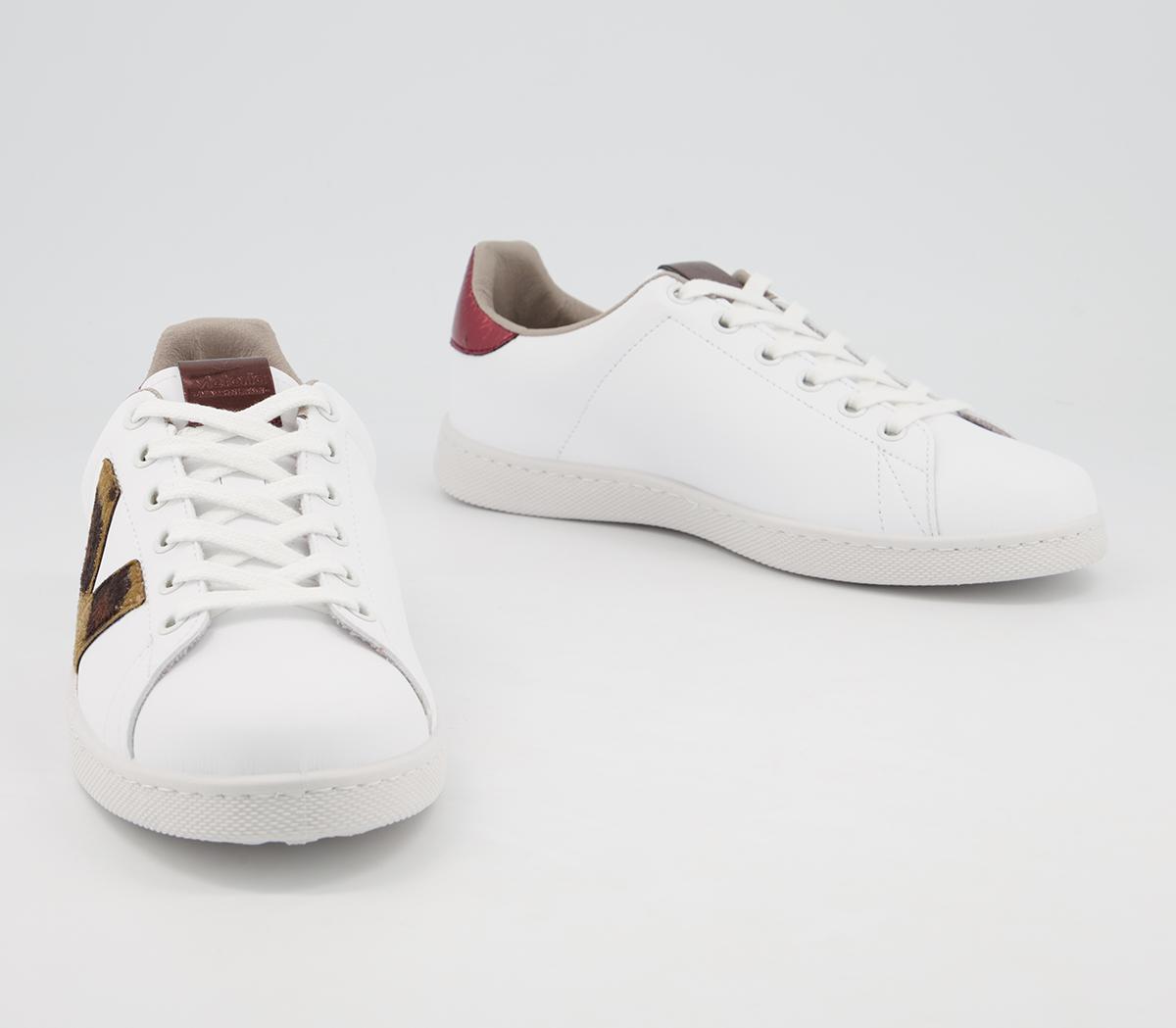 Victoria Tenis Trainers White Leopard Metallic Red - Hers trainers