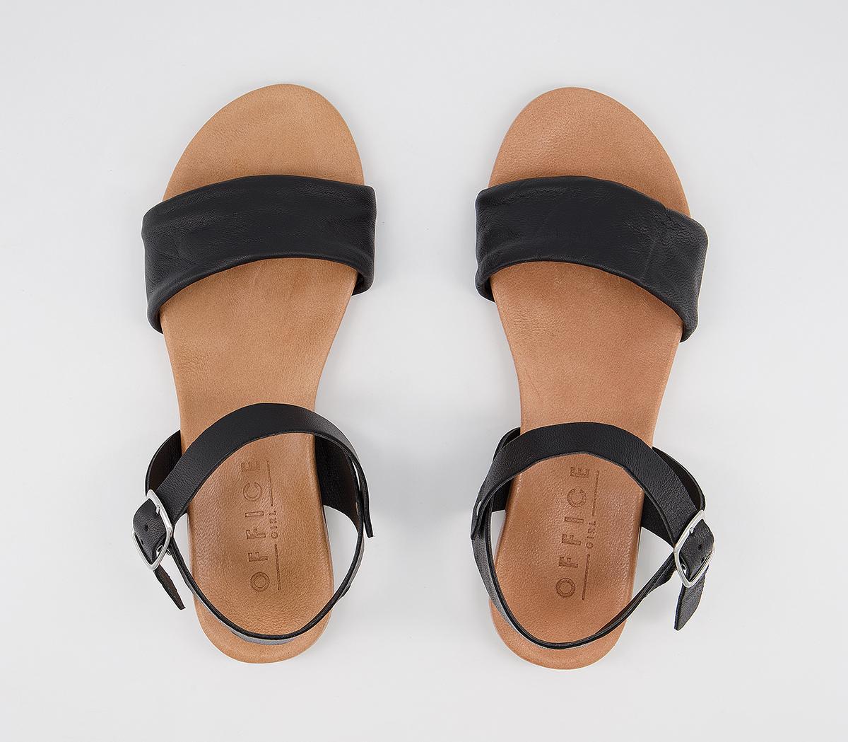 Office Speciality Two Part Sandals Black Leather - Women’s Sandals