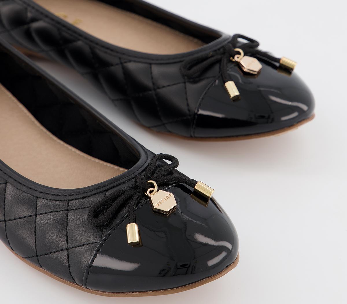 Office Florence Quilted Ballerina Flats Black Flat Shoes For Women