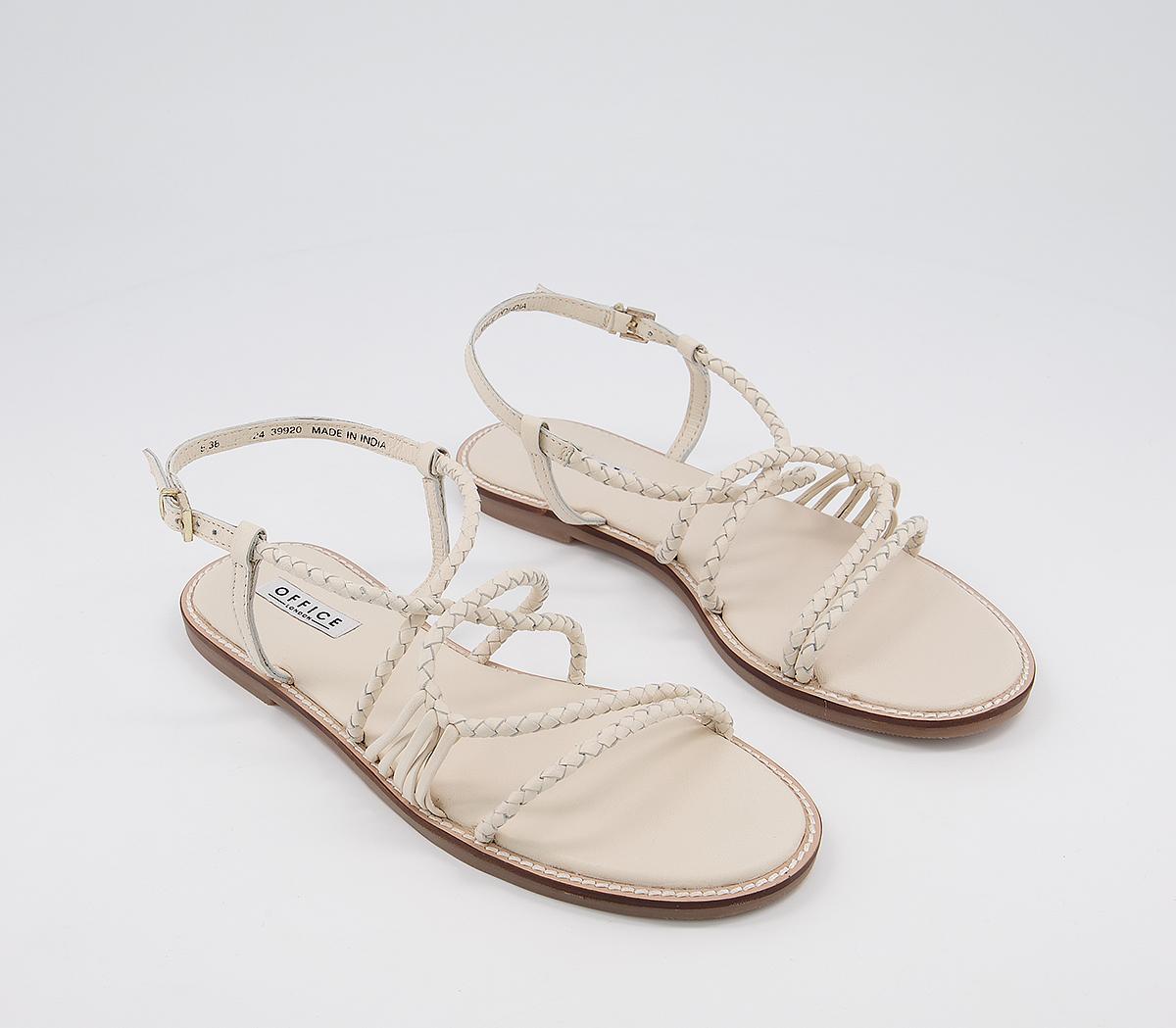 Office Scala Plaited Buckle Flat Sandals Off White Leather - Women’s ...