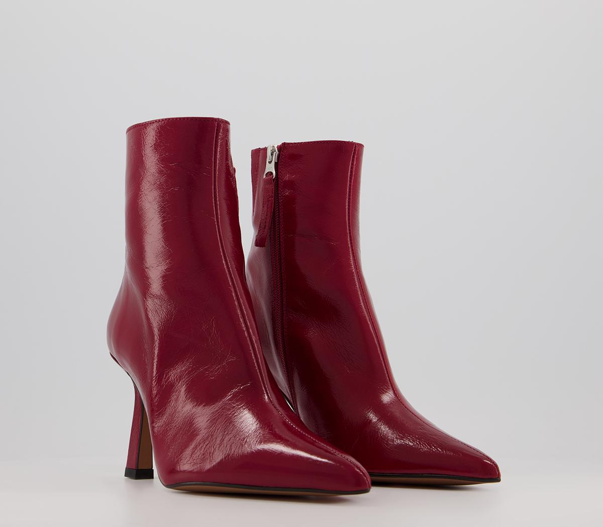 Office Astonished Dressy Point Boots Red Leather - Ankle Boots