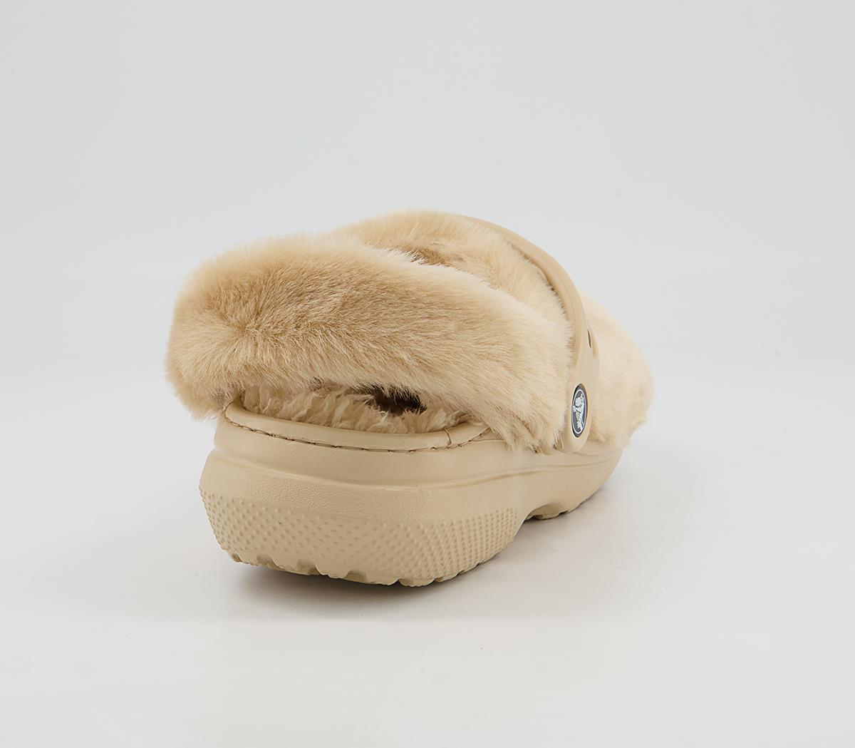 Crocs Classic Lined Cozy Fluff Clogs Chai - Closed Toe Sandals