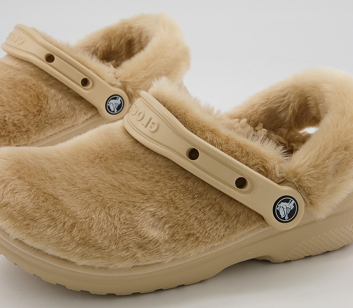 Crocs Classic Lined Cozy Fluff Clogs Chai - Closed Toe Sandals