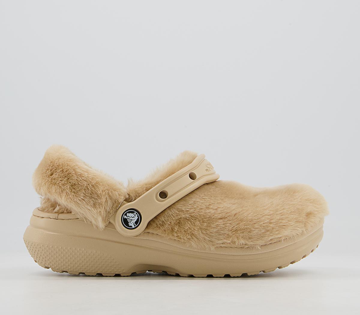 Crocs Classic Lined Cozy Fluff Clogs Chai - Closed Toe Sandals