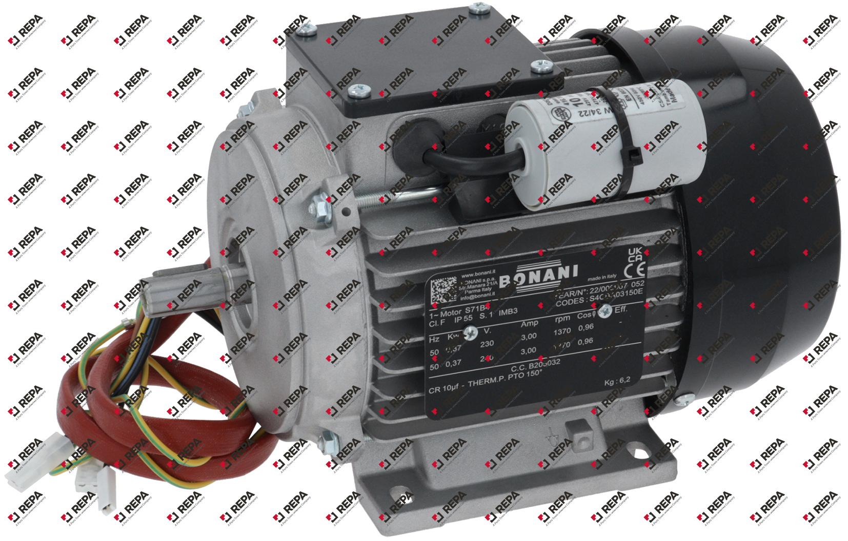 motor 370W 230V 50Hz 1 phase shaft ø 14mm 1400 | horecatiger