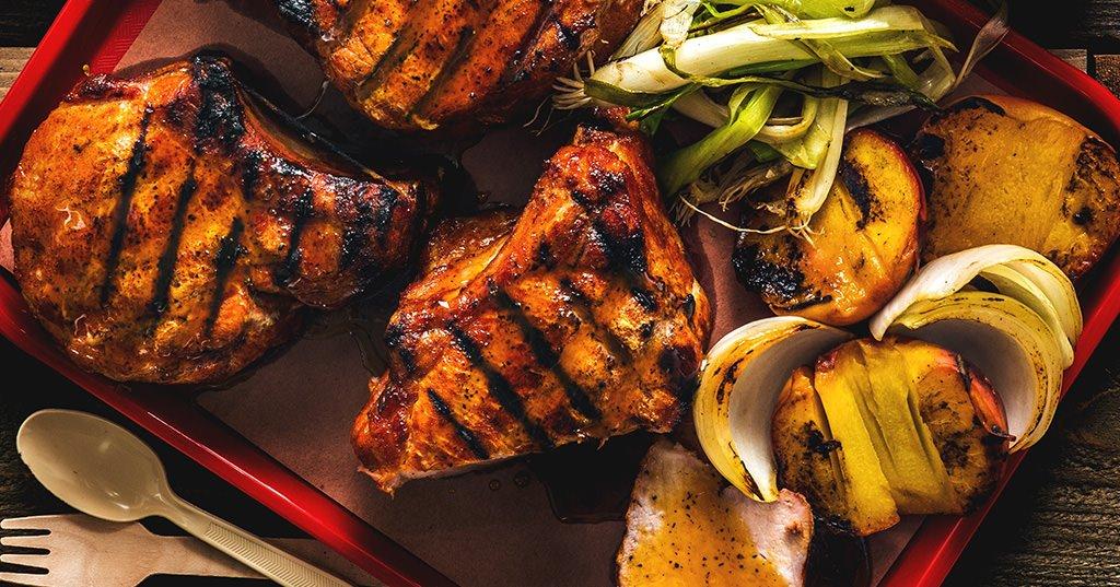 Double-Cut Pork Chop with Sweet & Sour Peaches - Traeger