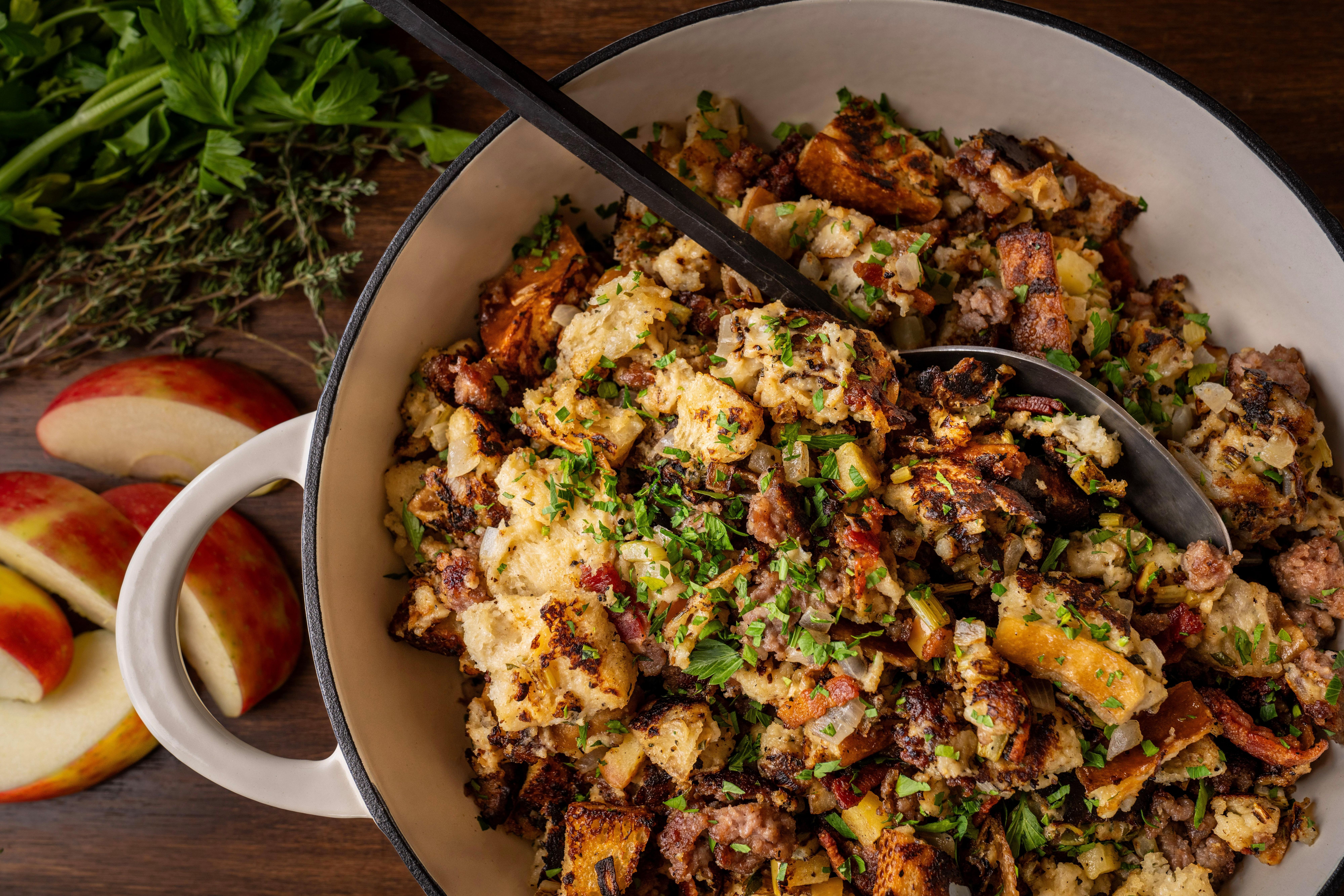 Flat Top Sausage and Bacon Stuffing Recipe - Traeger Grills