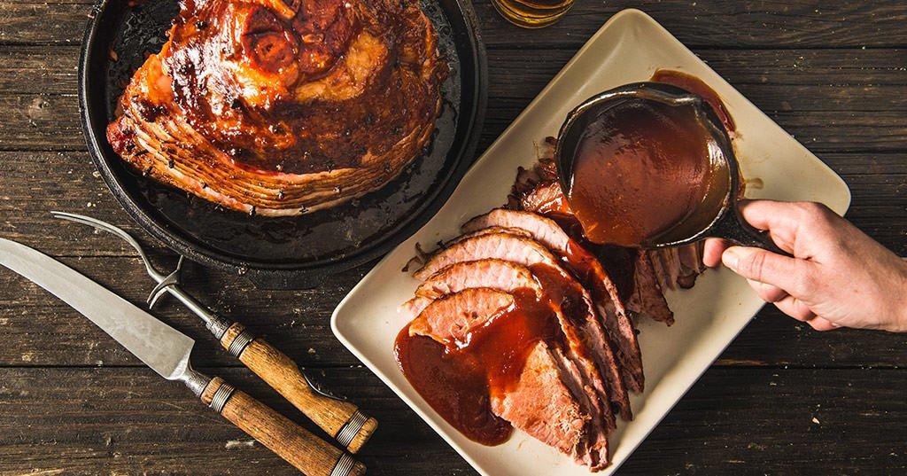 Roasted Christmas Ham with Bourbon Glaze Recipe | Traeger Grills