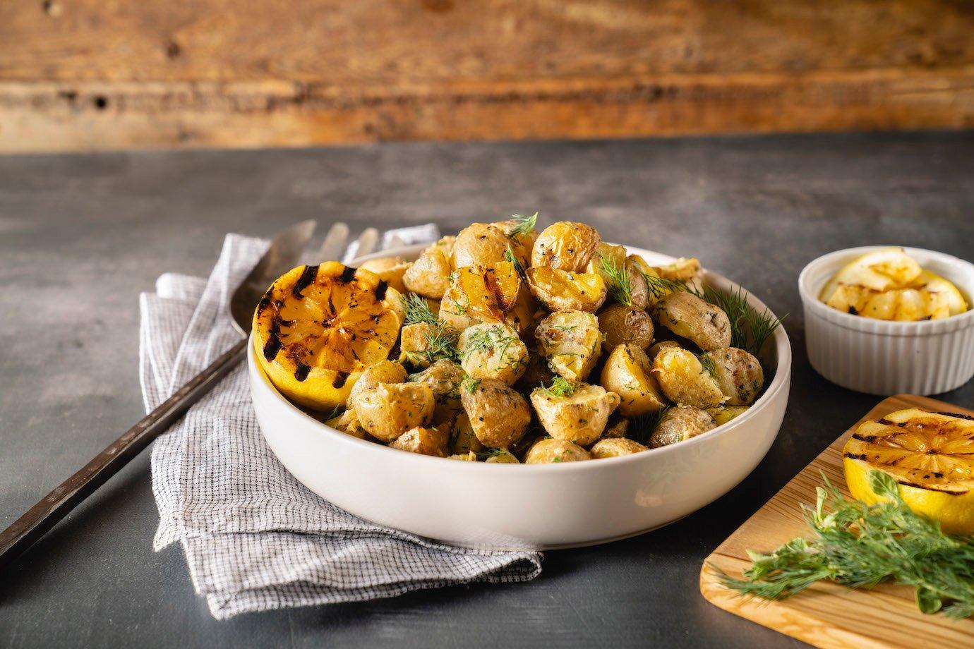 Grilled Potato Salad with Charred Lemon Vinaigrette