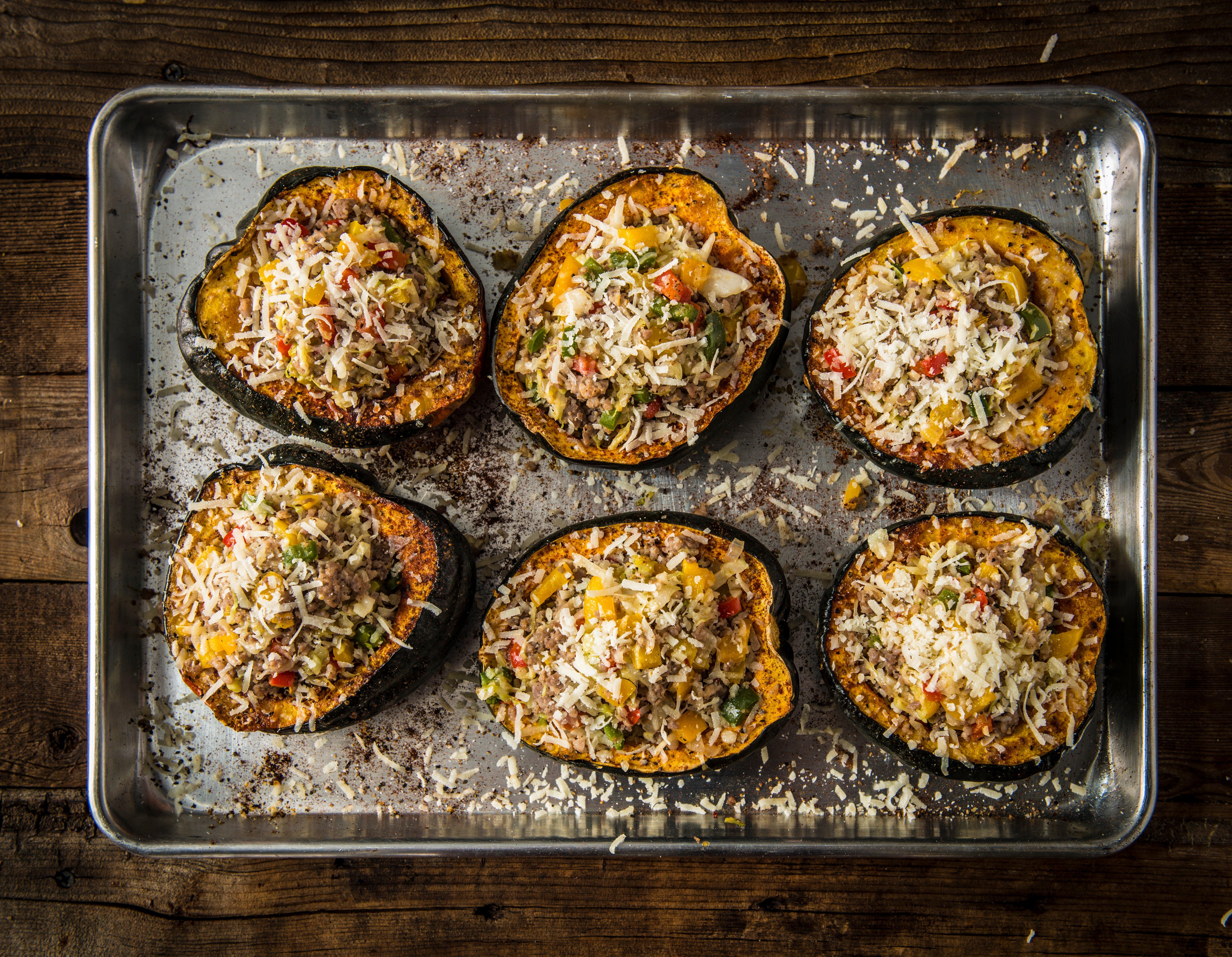 Roasted Sausage Stuffed Acorn Squash Recipe | Traeger Grills