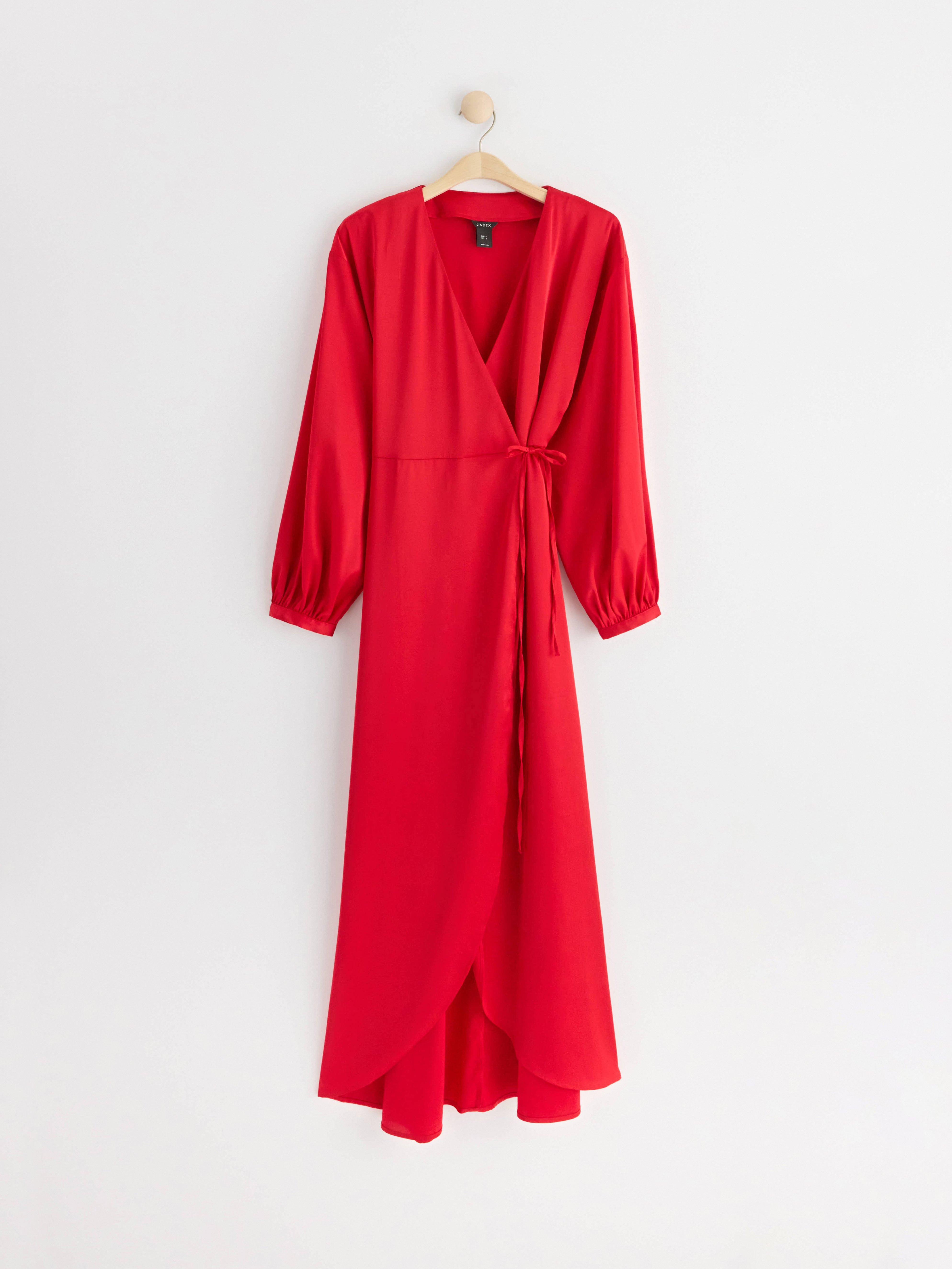 Satin wrap dress | Lindex