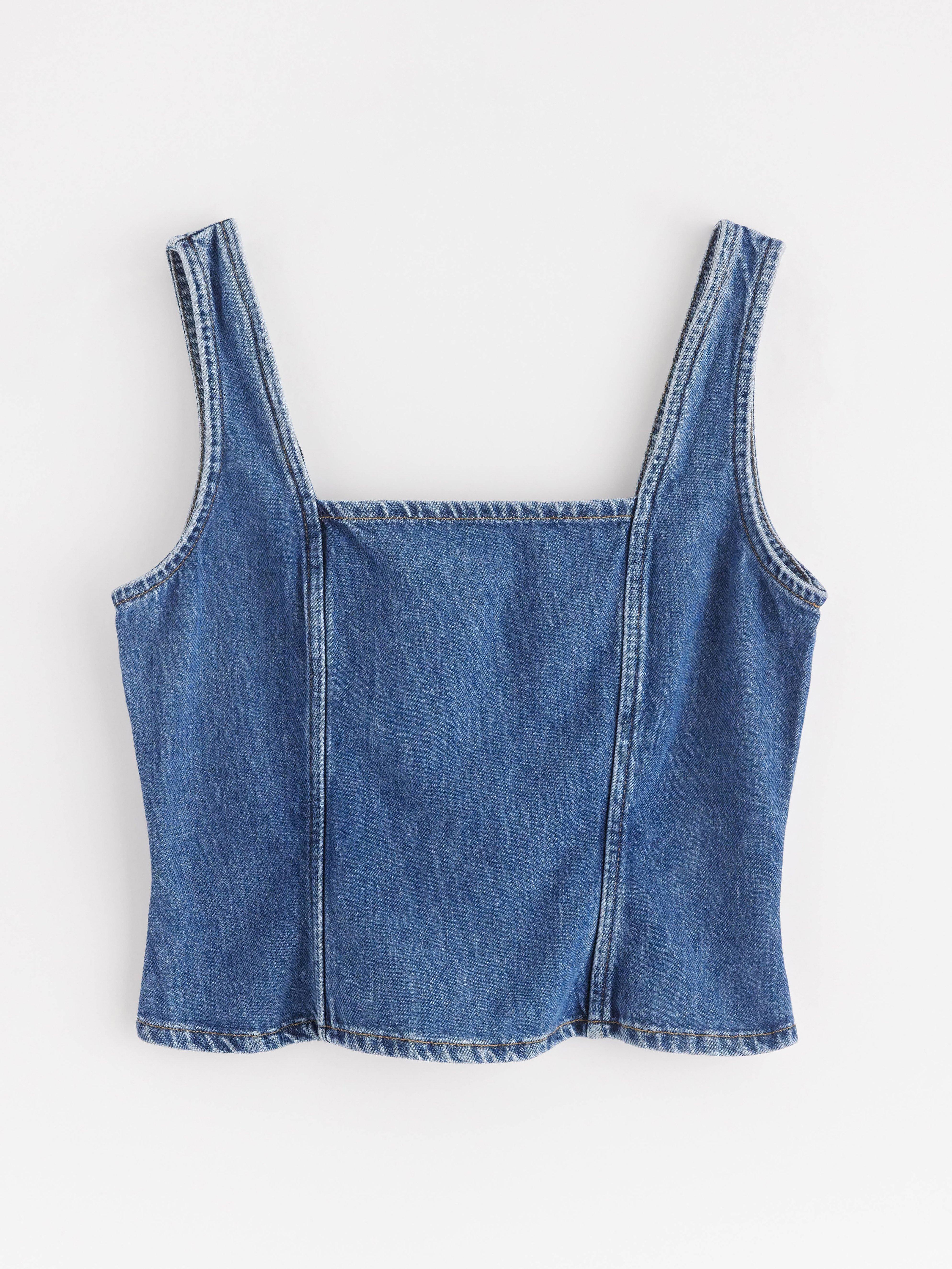 Denim topp med dragkedjestängning | Lindex