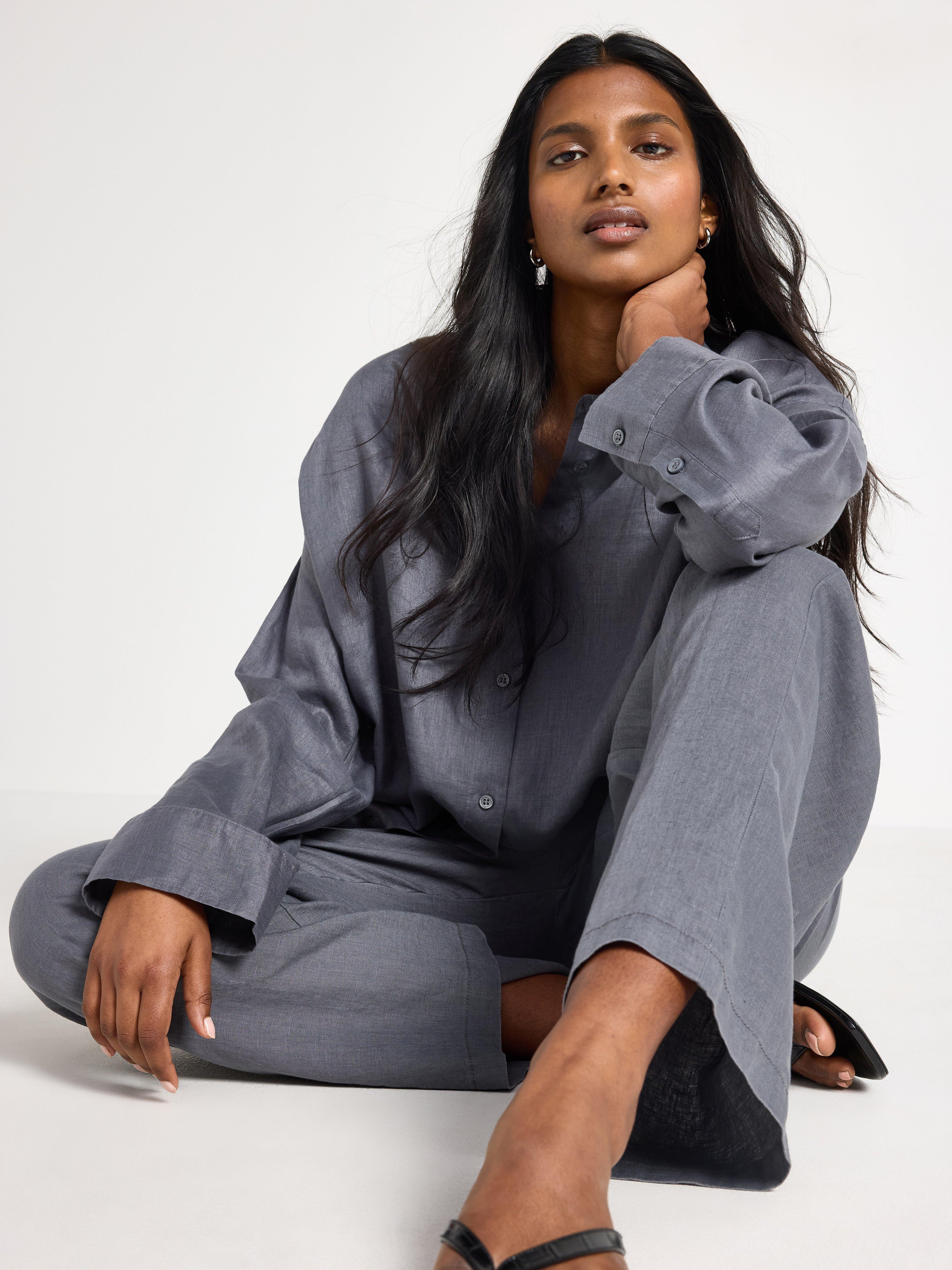 Wide trousers in linen | Lindex