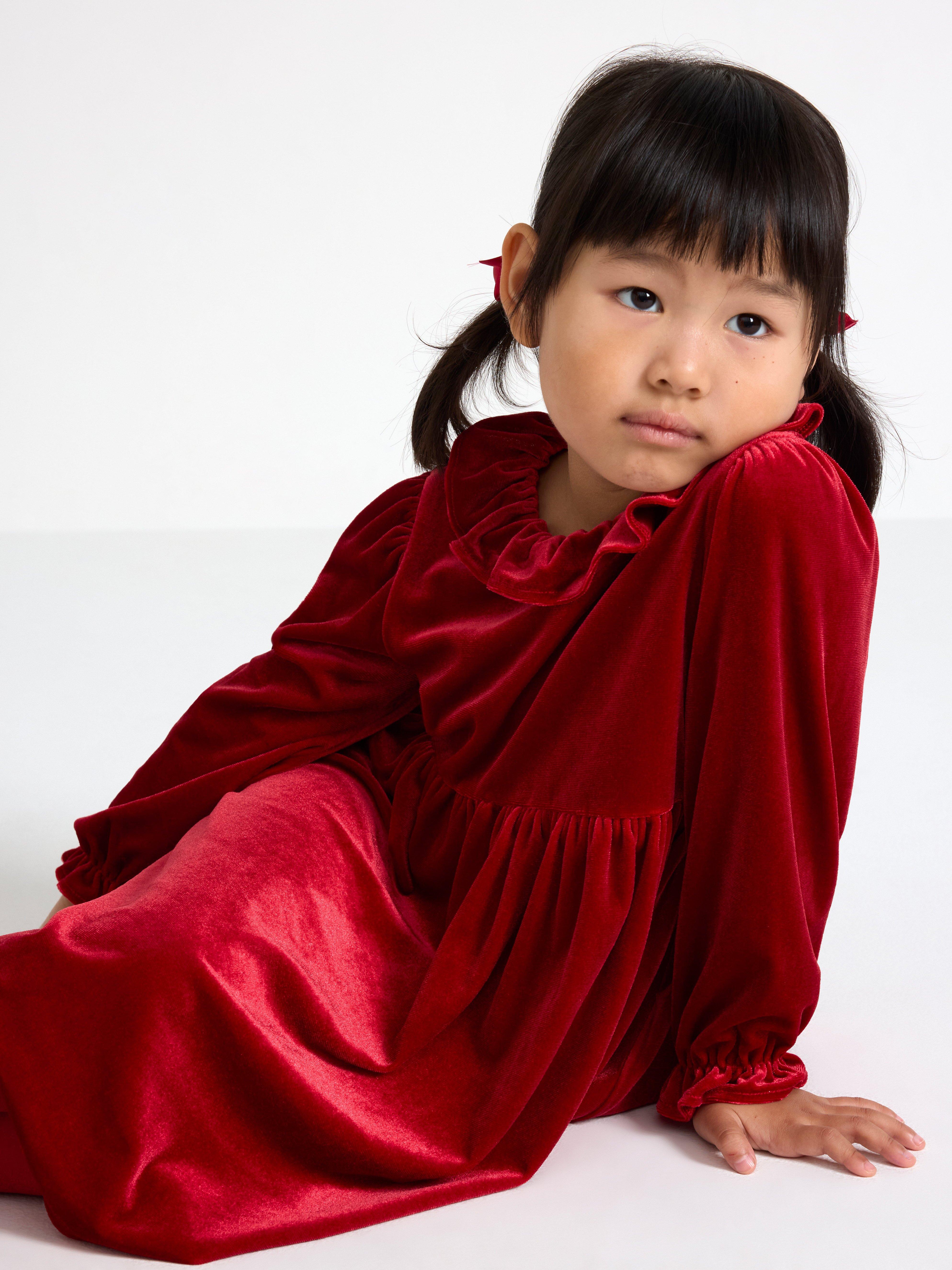 Long-sleeved dress in velvet | Lindex